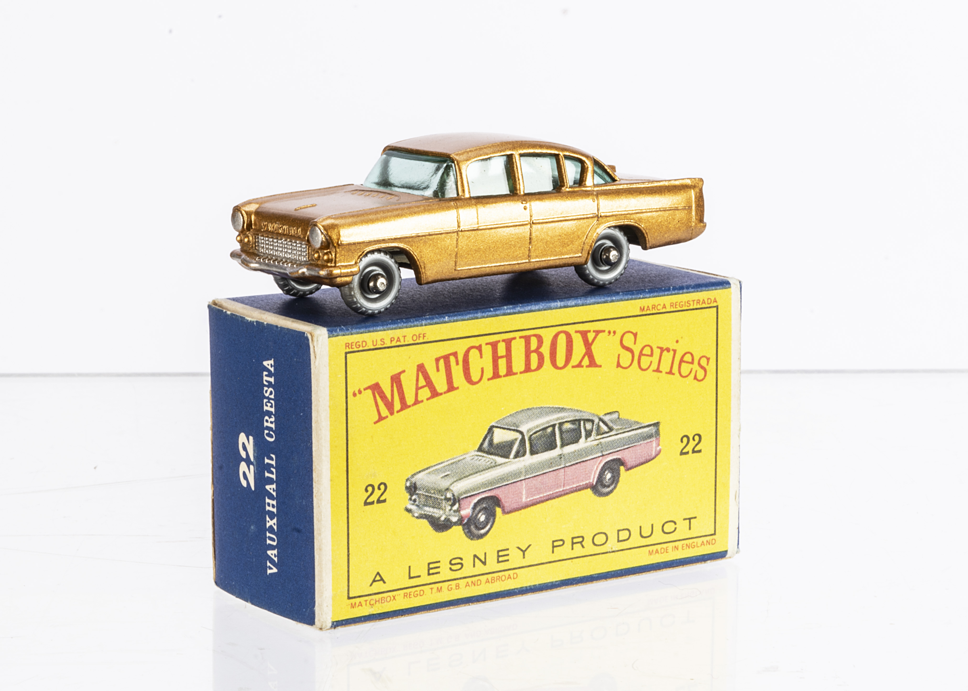 A Matchbox Lesney 1-75 Series 22b Vauxhall Cresta, metallic dark gold ...