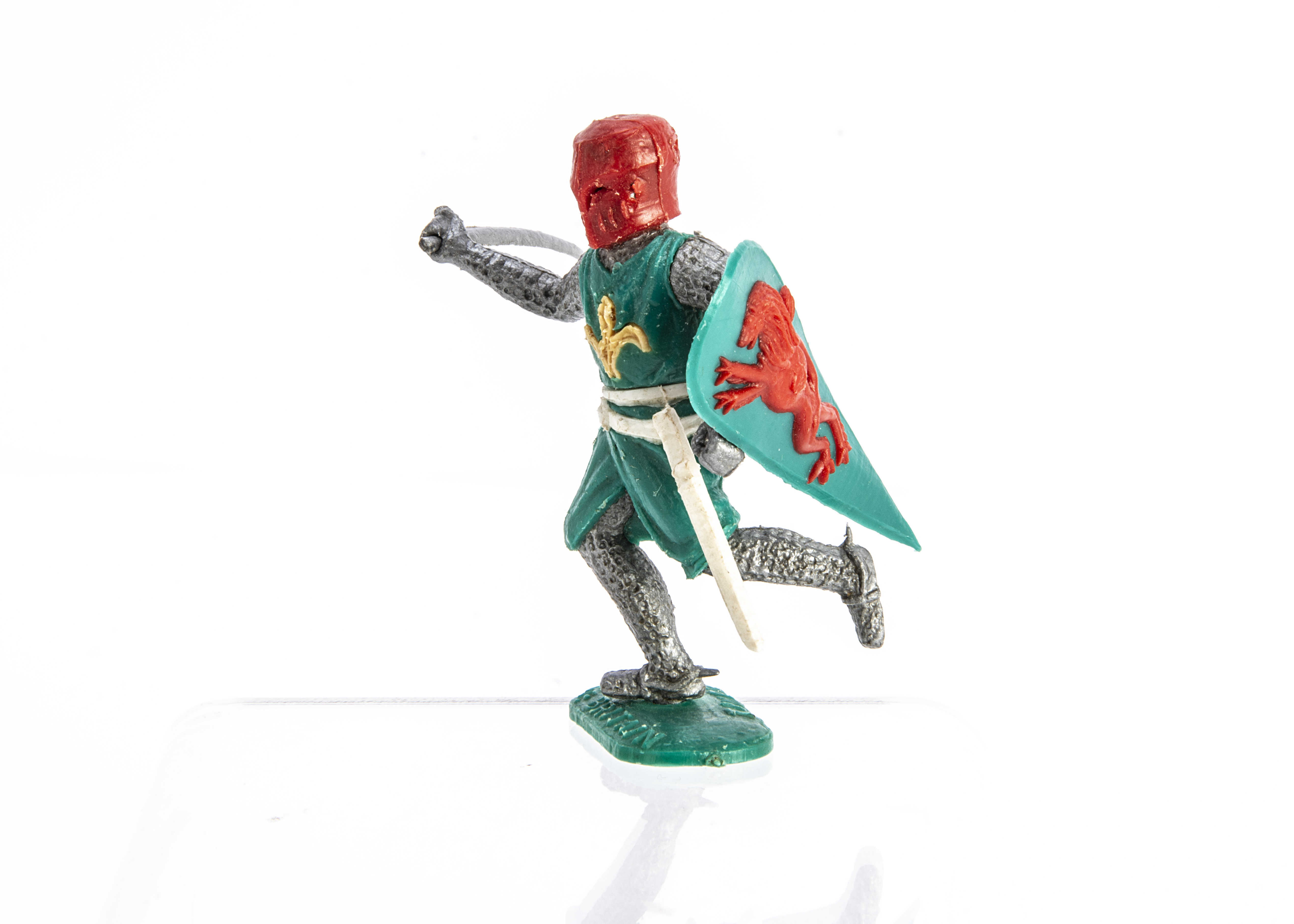 Timpo Toys rare foot Medieval Knight in green with yellow fleur de lys ...