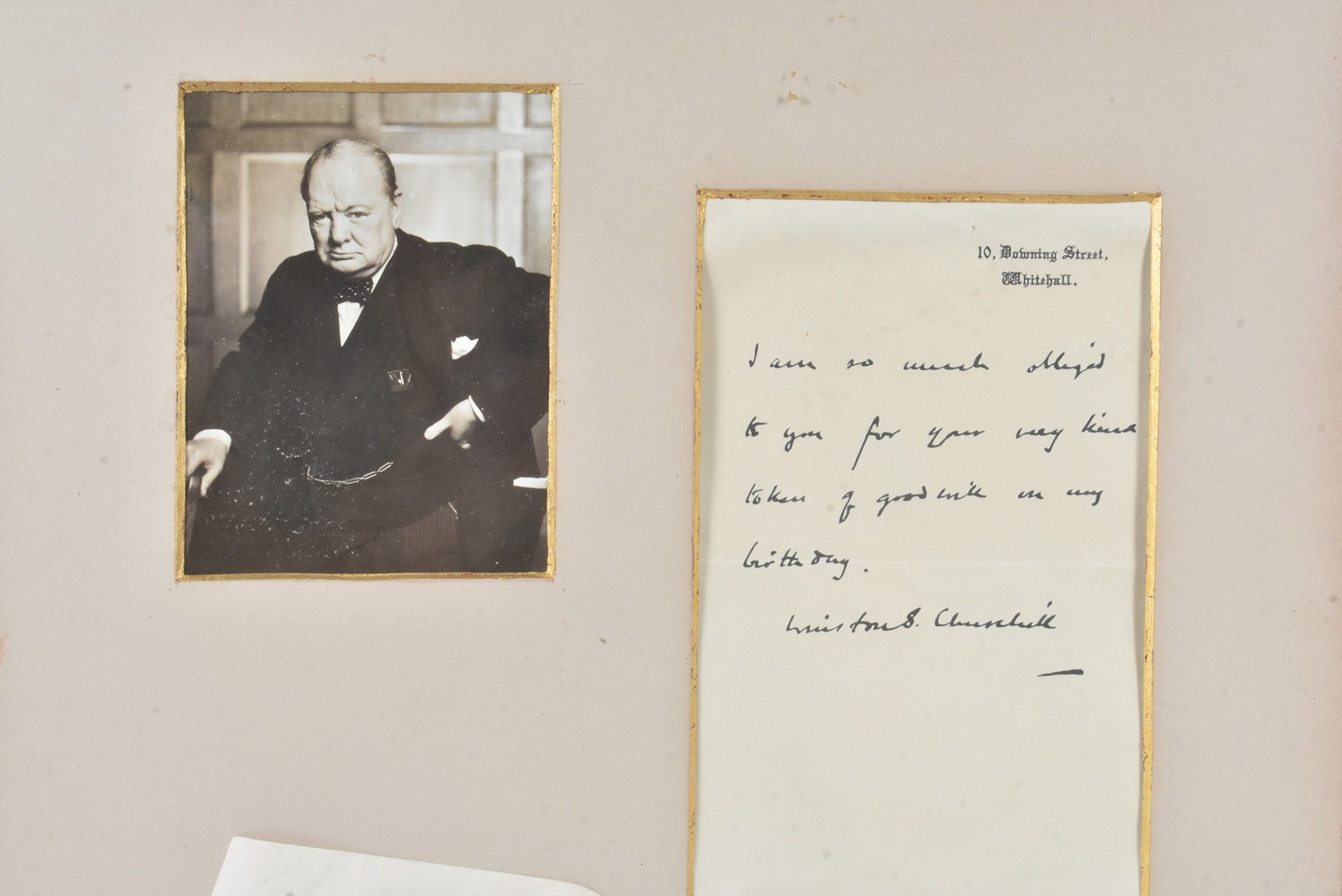 Winston Churchill signature, a framed and glazed montage of a letter ...