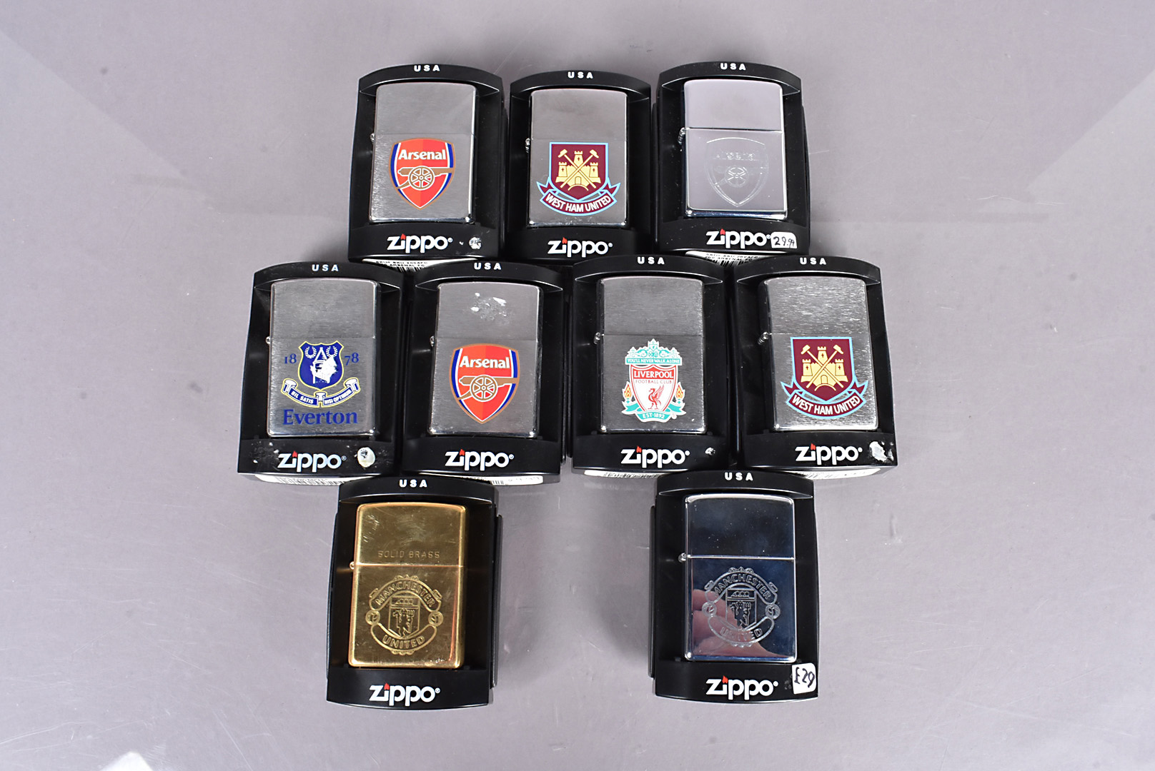 Football, a selection of English Premier League Zippo Lighters ...