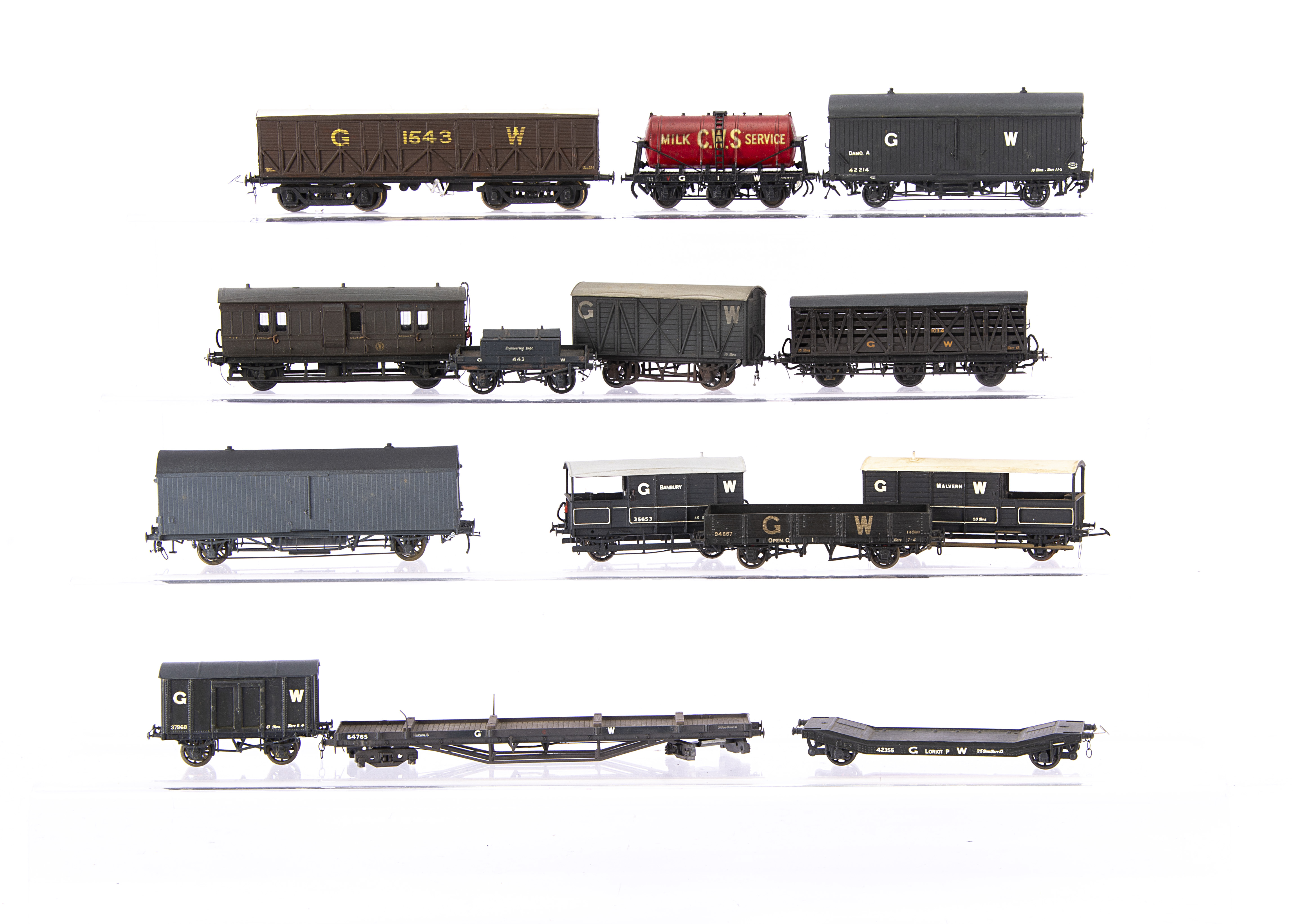 00 Gauge GWR Kitbuilt and modified RTR Vans and tank wagons, GWR brown ...