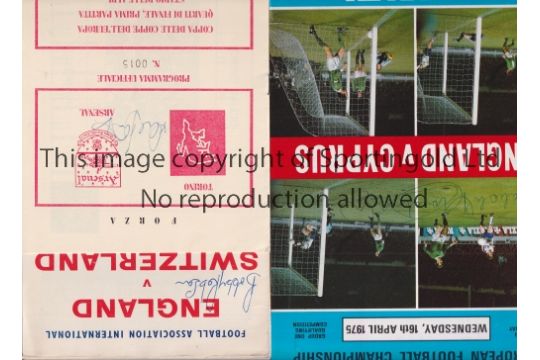 AUTOGRAPHED FOOTBALL PROGRAMMES Six programmes with autographs on the ...