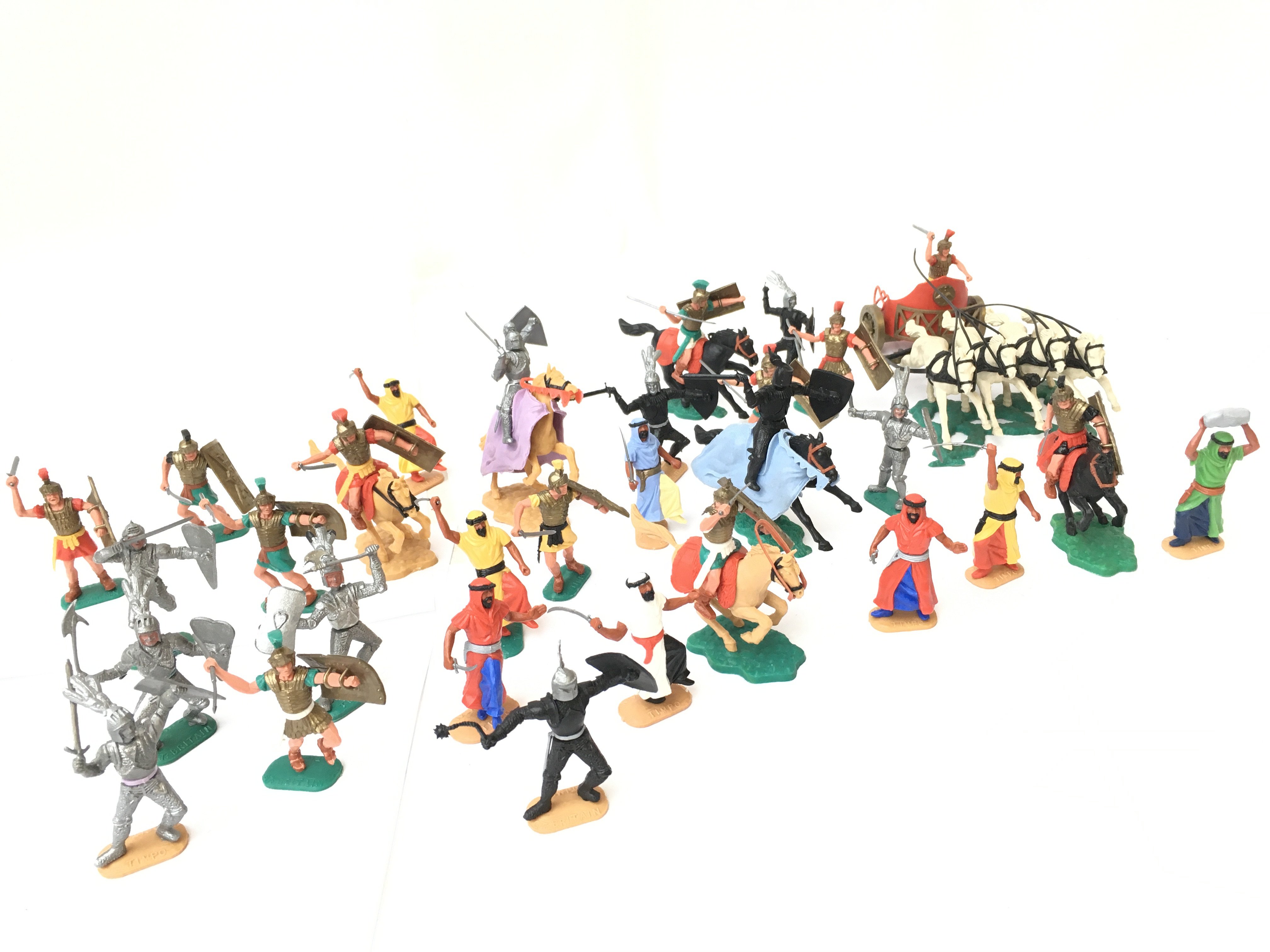 A collection of Timpo Knights.Romans and Arabian Knights.
