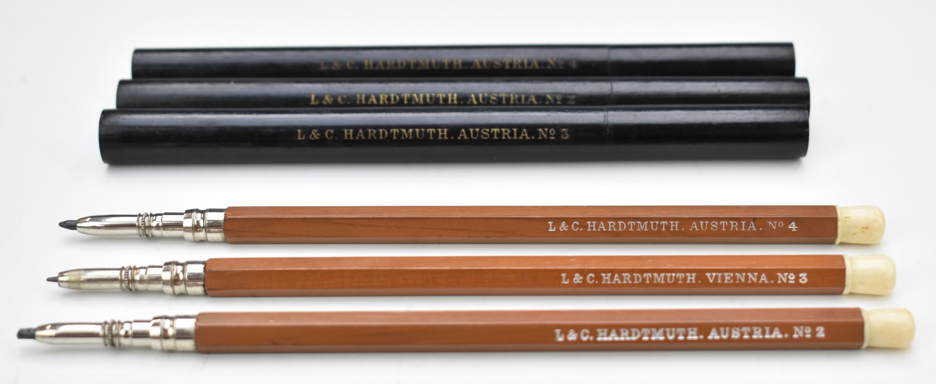 L & C Hardtmuth's Vienna Retouching Box, comprising No 2, 3 and 4 lead ...
