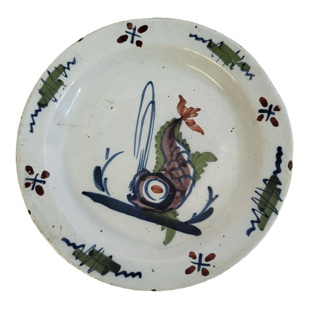 A VERY RARE MID 18TH CENTURY ENGLISH DELFTWARE TIN GLAZED EARTHENWARE ...