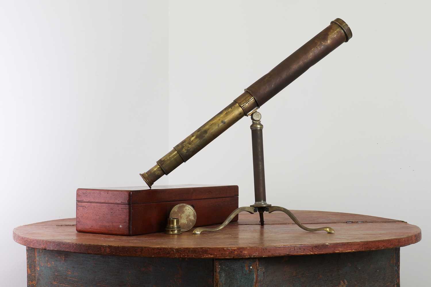 A George III brass travelling table telescope,early 19th century, with ...