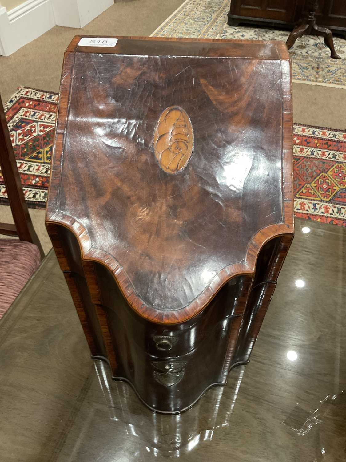 A Good Pair of George III Mahogany and Tulipwood-Banded Serpentine ...
