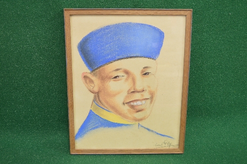 Coral Polge, 1925-2001, pastel portrait of an oriental gentleman ...
