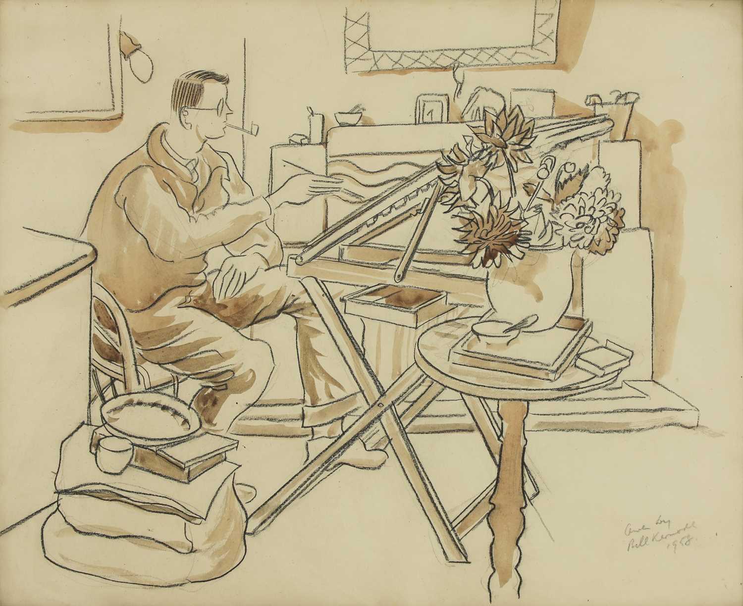 William Kermode (Australian, 1895-1959) Artist in his studio signed ...
