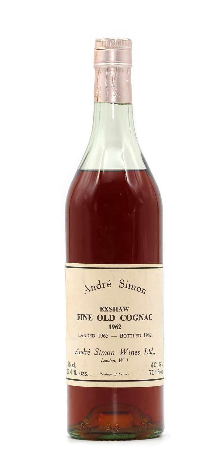 Andre Simon, Exshaw Fine Old Cognac, 1962, Landed 1965-Bottled 1982, 40 ...