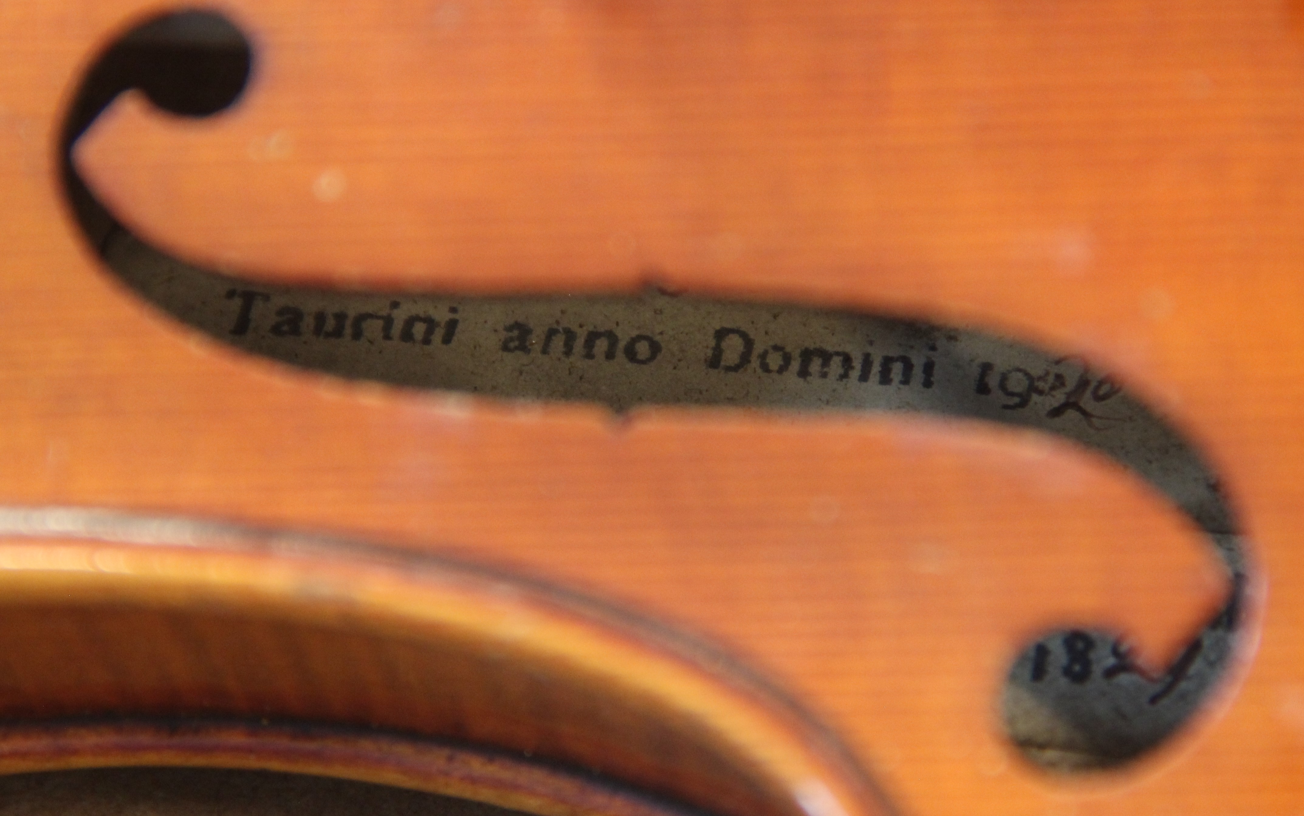 A violin baring maker's label "Hannibal Fagnola Fecit Taurini anno ...