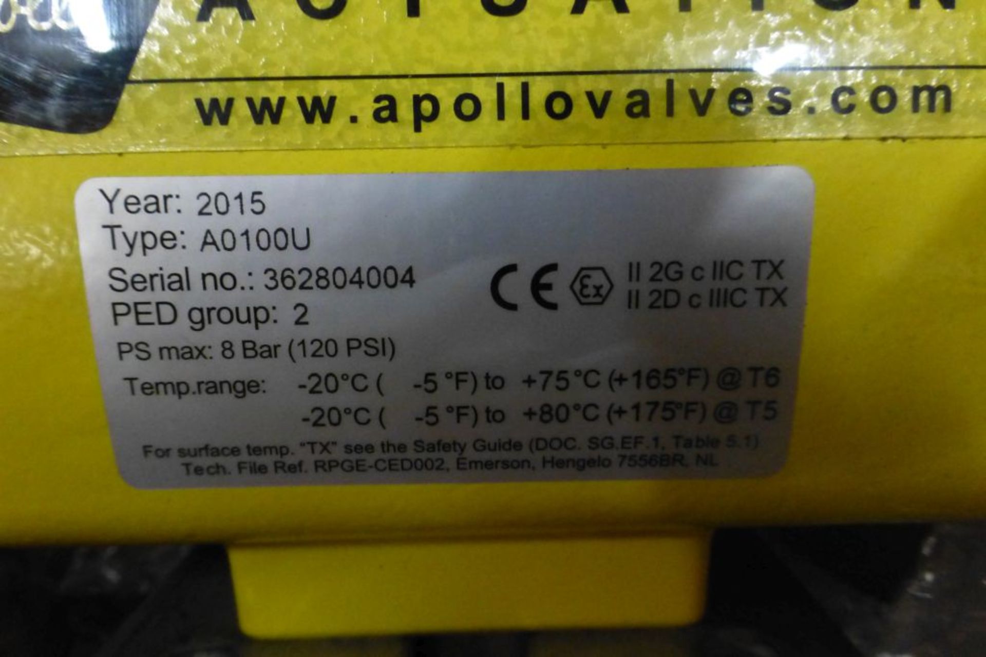 Lot of (2) Apollo Valves Actuators | Part No. A0100U; 8 Bar; Tag: 244096