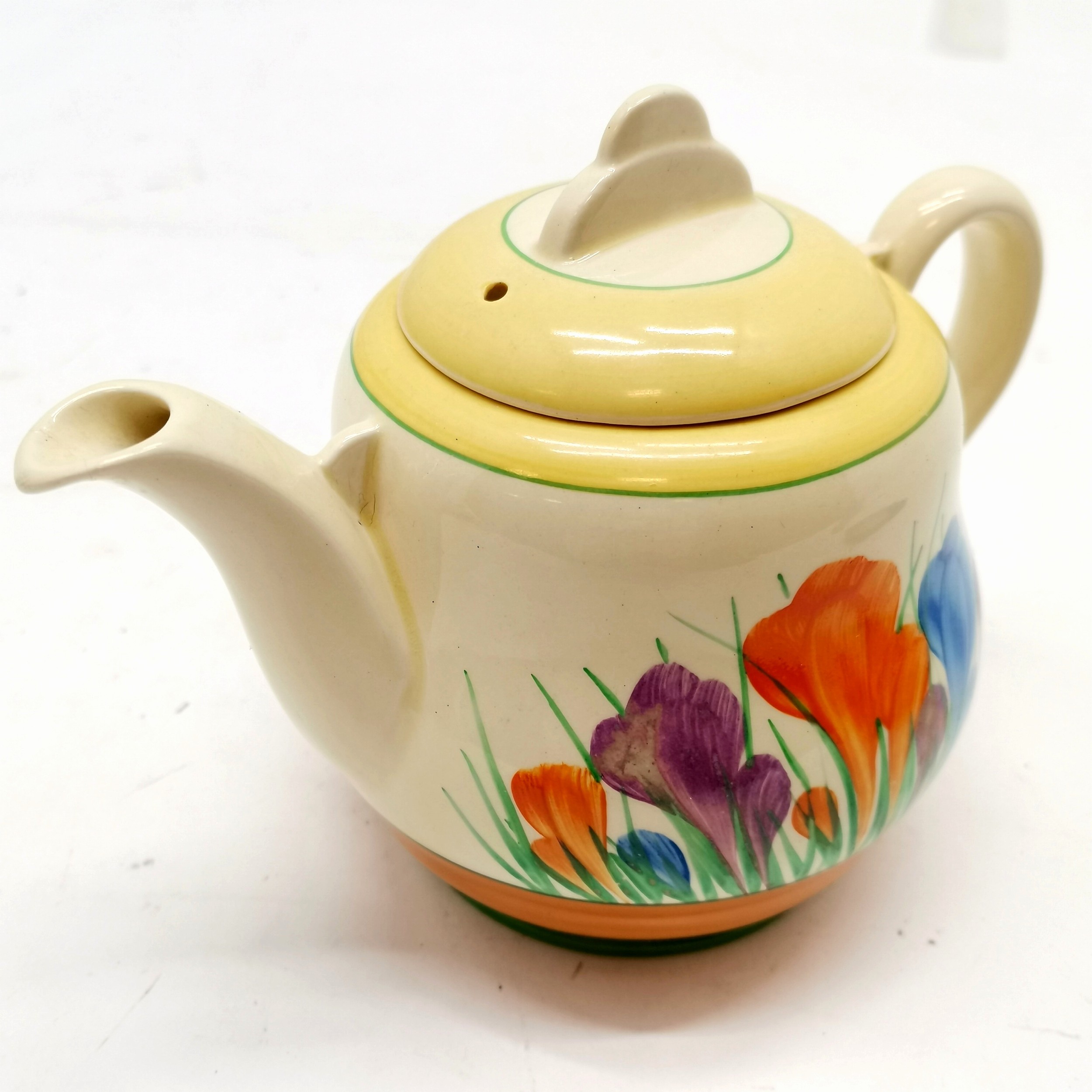 Clarice Cliff Crocus pattern, Royal Staffordshire Batchelor teapot, 11. ...