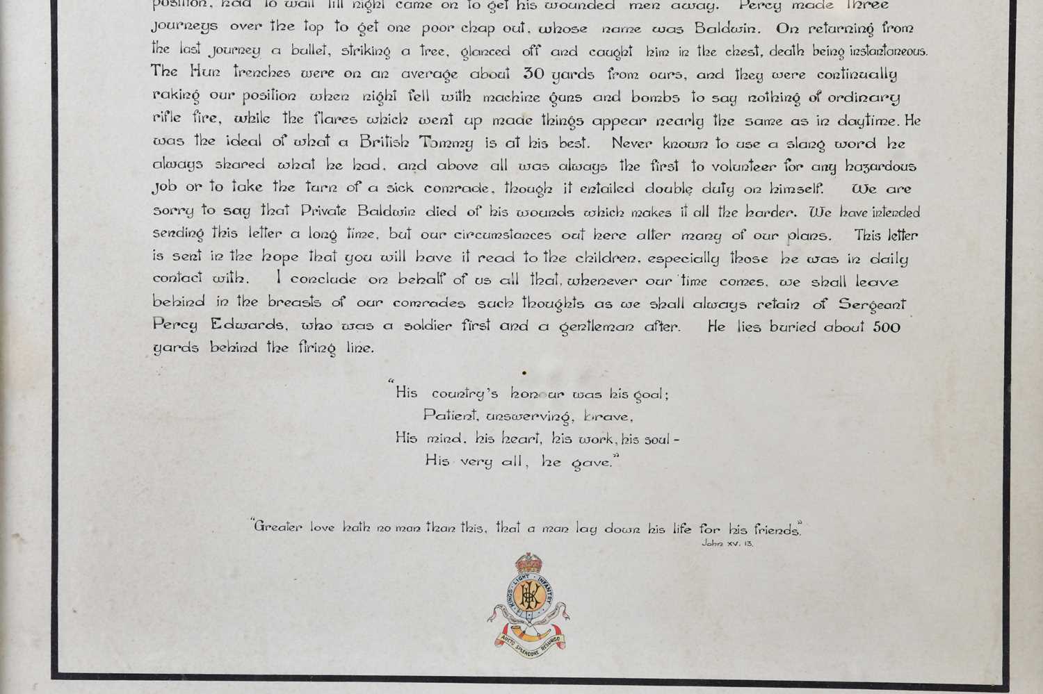 A WWI period memoriam for King and Country for Sergeant Percy Edwards ...