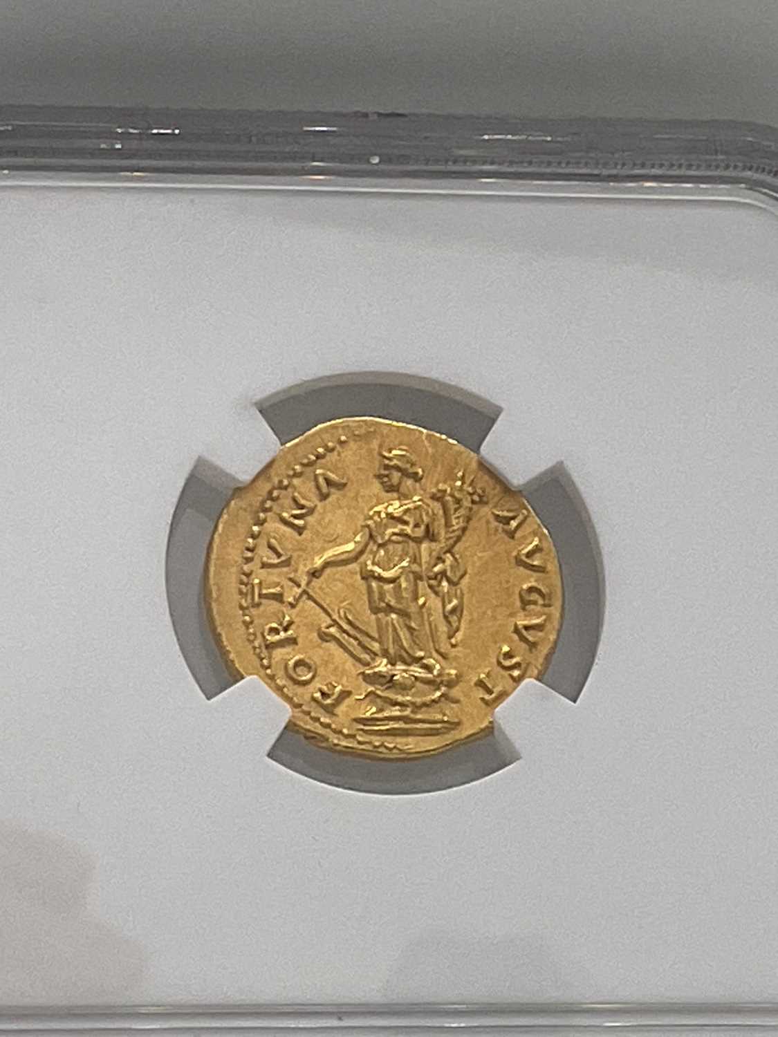 An exceptionally rare gold Roman coin, Twelve Caesars, Vespasian (AD69 ...