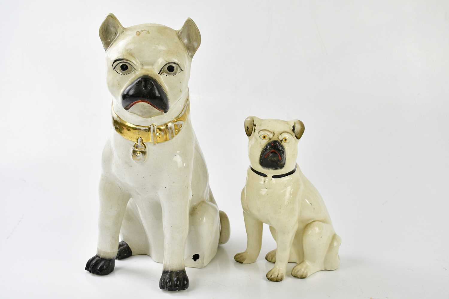 A late 19th century Austrian cold painted terracotta model of a pug ...
