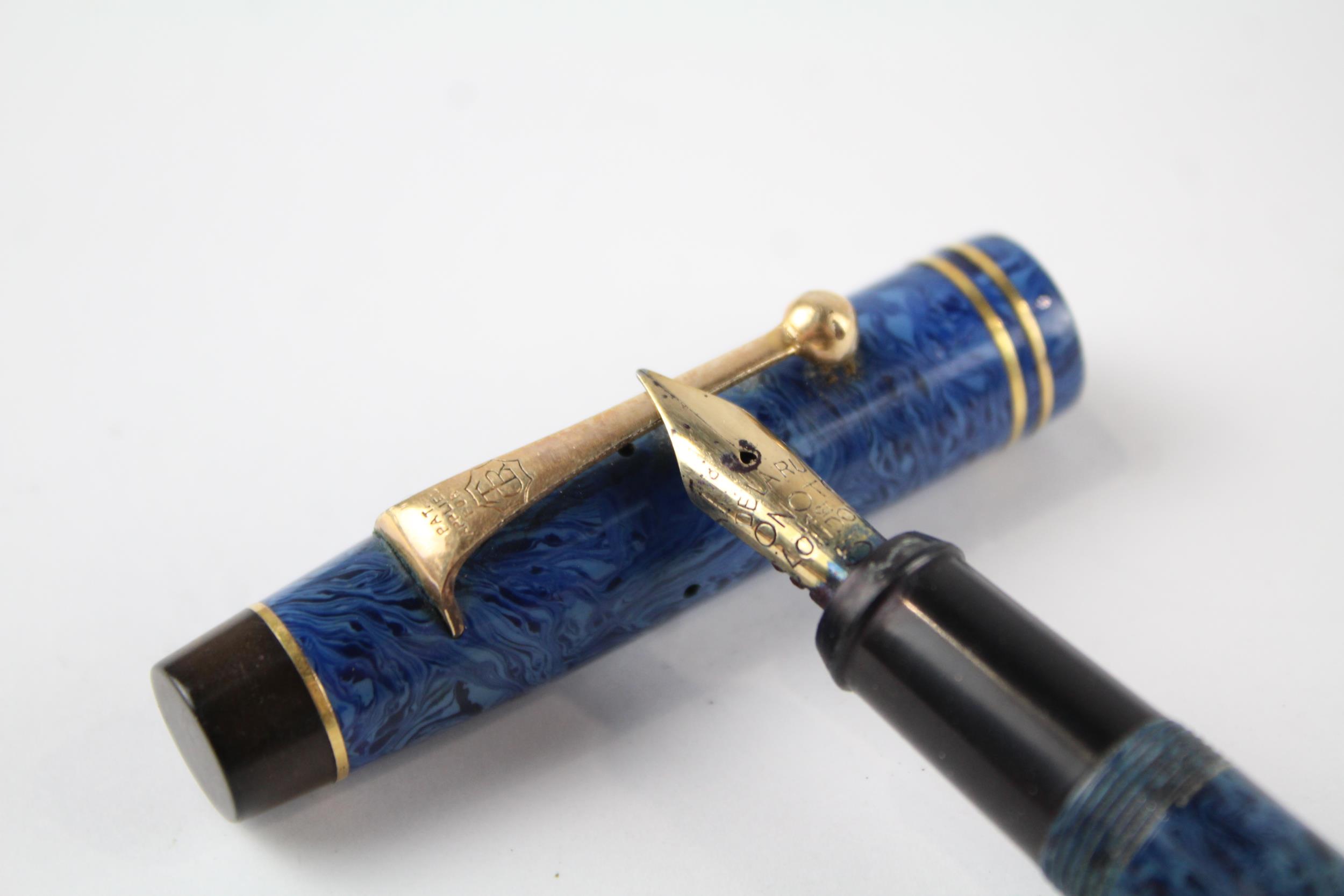 Vintage DE LA RUE Onoto Blue Lacquer Fountain Pen w/ 14ct Gold Nib ...