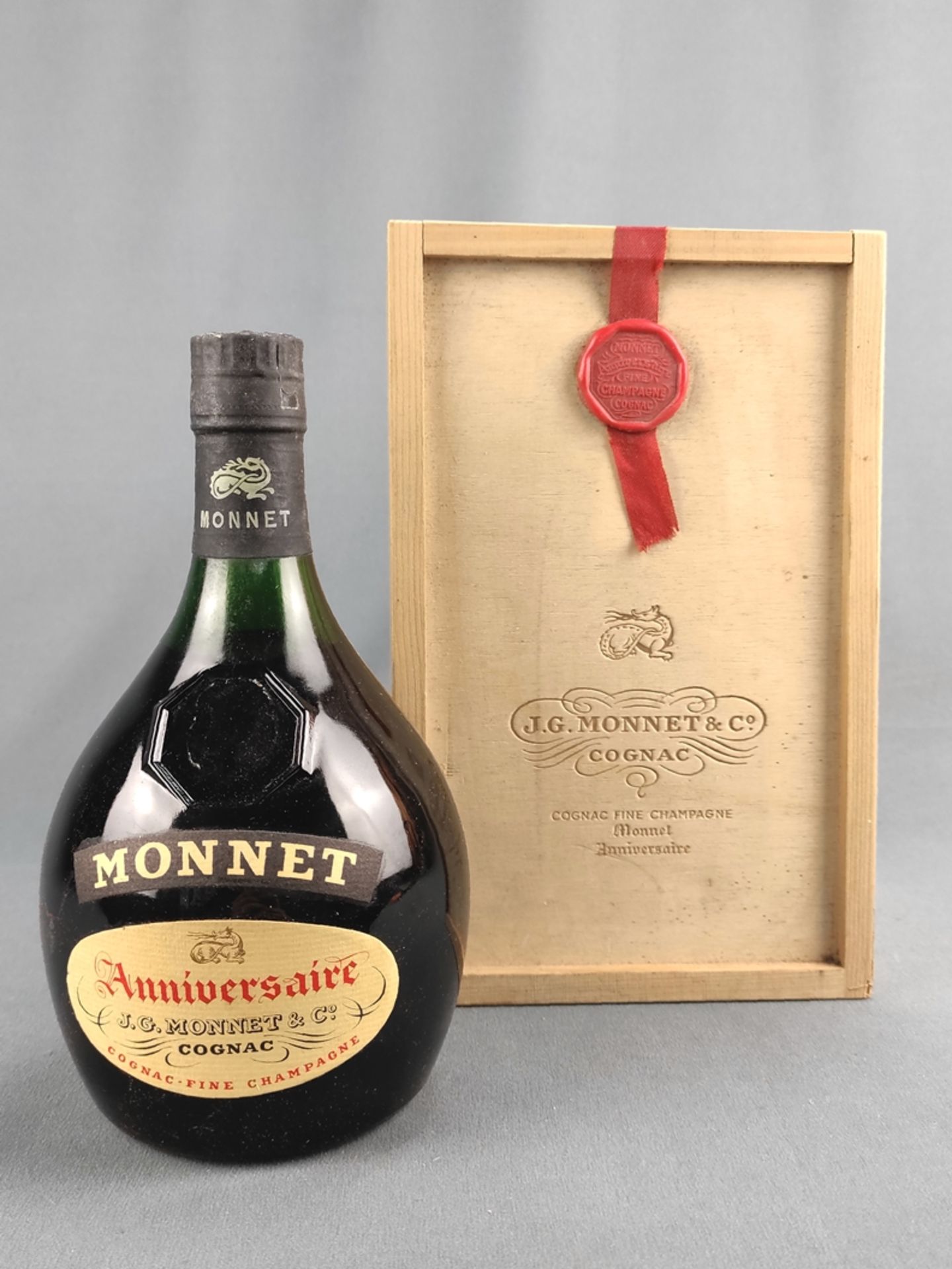 Cognac J.G. Monnet & Co Anniversaire, Frankreich, in original Holzbox ...