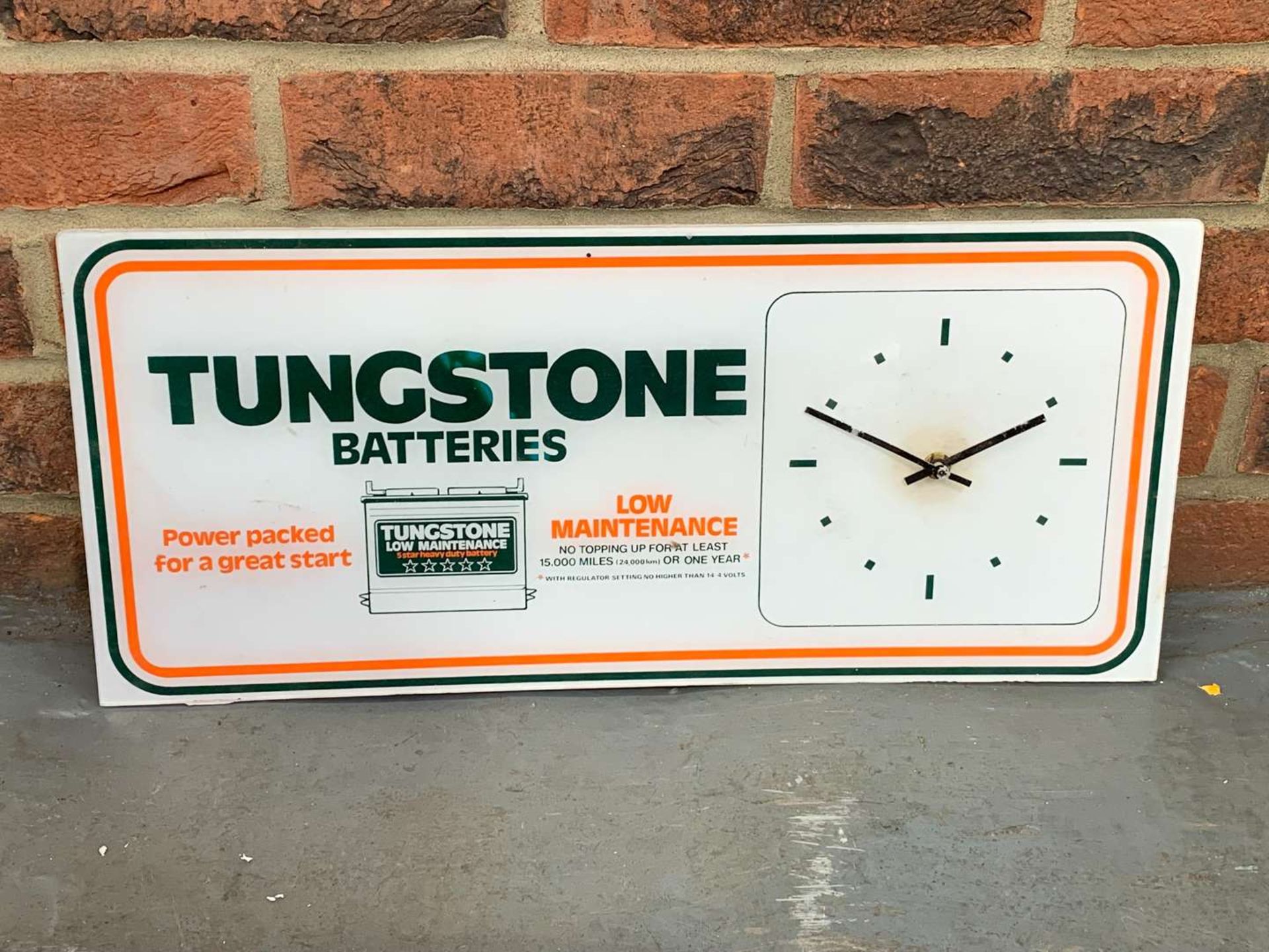Summary:Plastic Tungstone Batteries Clock Sign 51 x 23cm