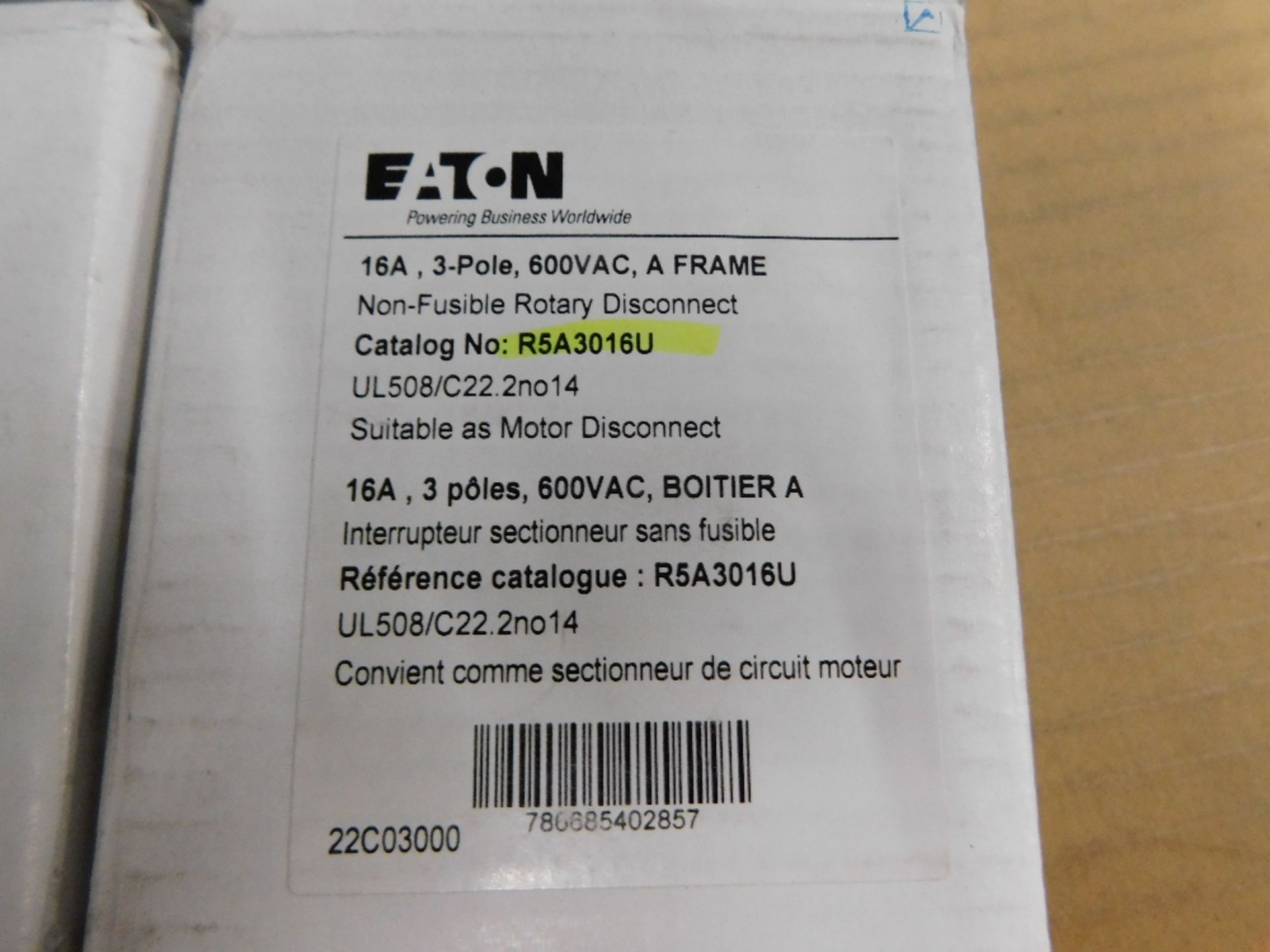 8x Unused Surplus Eaton R5A3016U Disconnect Switches Rotary Disconnect ...