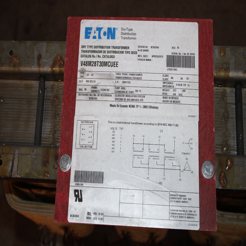 1x Eaton Unused No Box Surplus V48M28T30MCUEE Other Transformers 30kVA ...