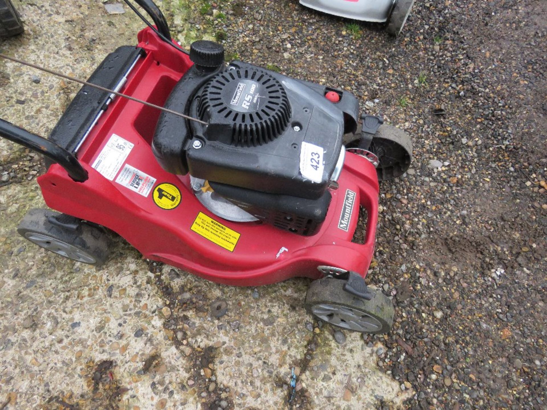 MOUNTFIELD PETROL ENGINED ROTARY LAWNMOWER. NO COLLECTOR. THIS LOT IS ...