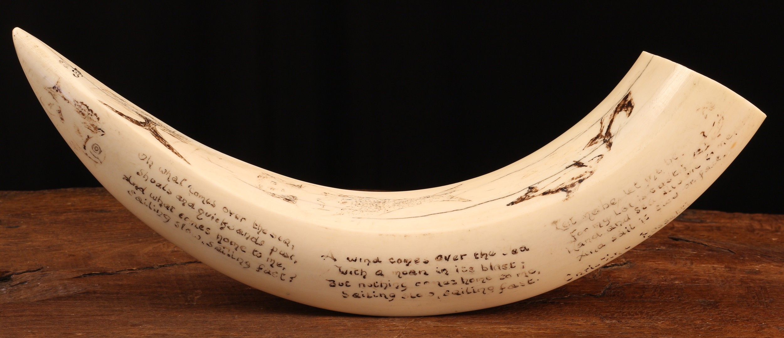 Marine Folk Art - a walrus tusk scrimshaw, decorated with a mermaid ...