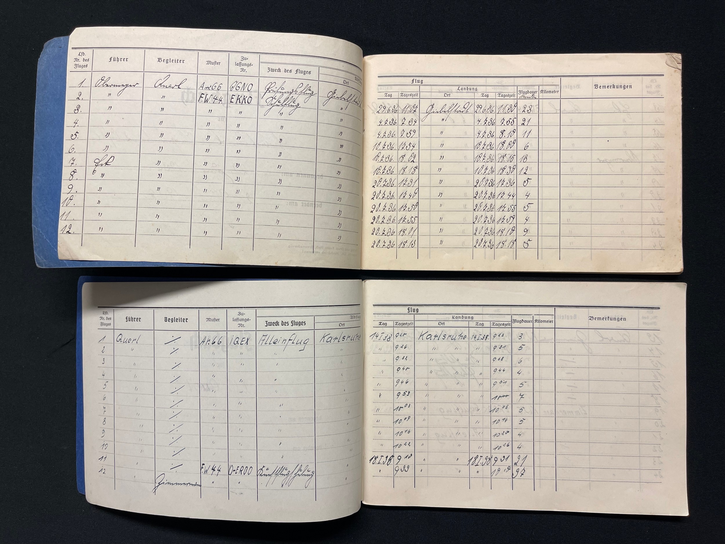 WW2 Third Reich Luftwaffe Flugbuch Pilots Log Books x 2 to ...