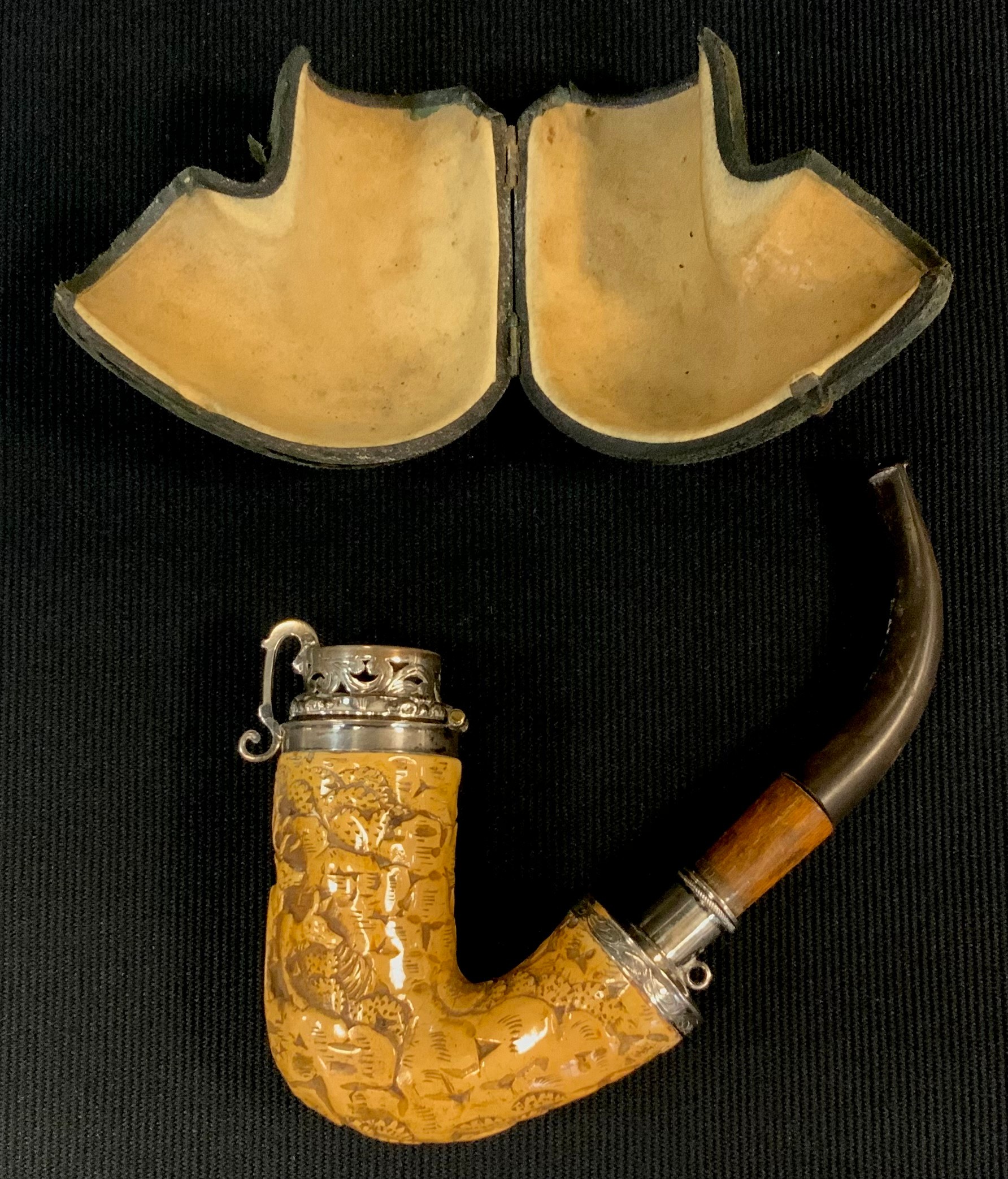 A 19th century Austro-Hungarian Meerschaum pipe, the bowl with Stags in ...