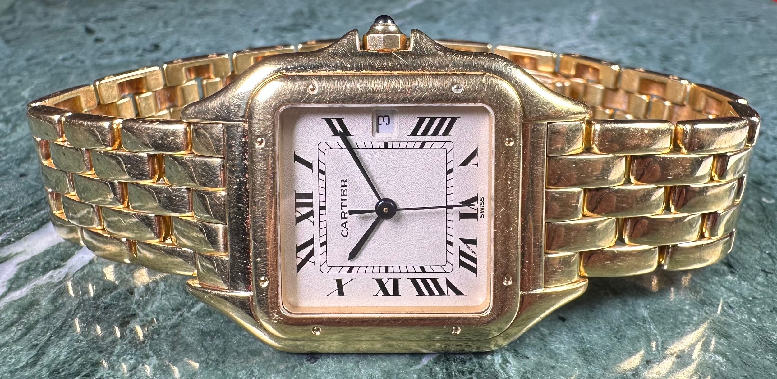 A Cartier 18ct gold gentleman's wristwatch, square dial, Roman numerals ...