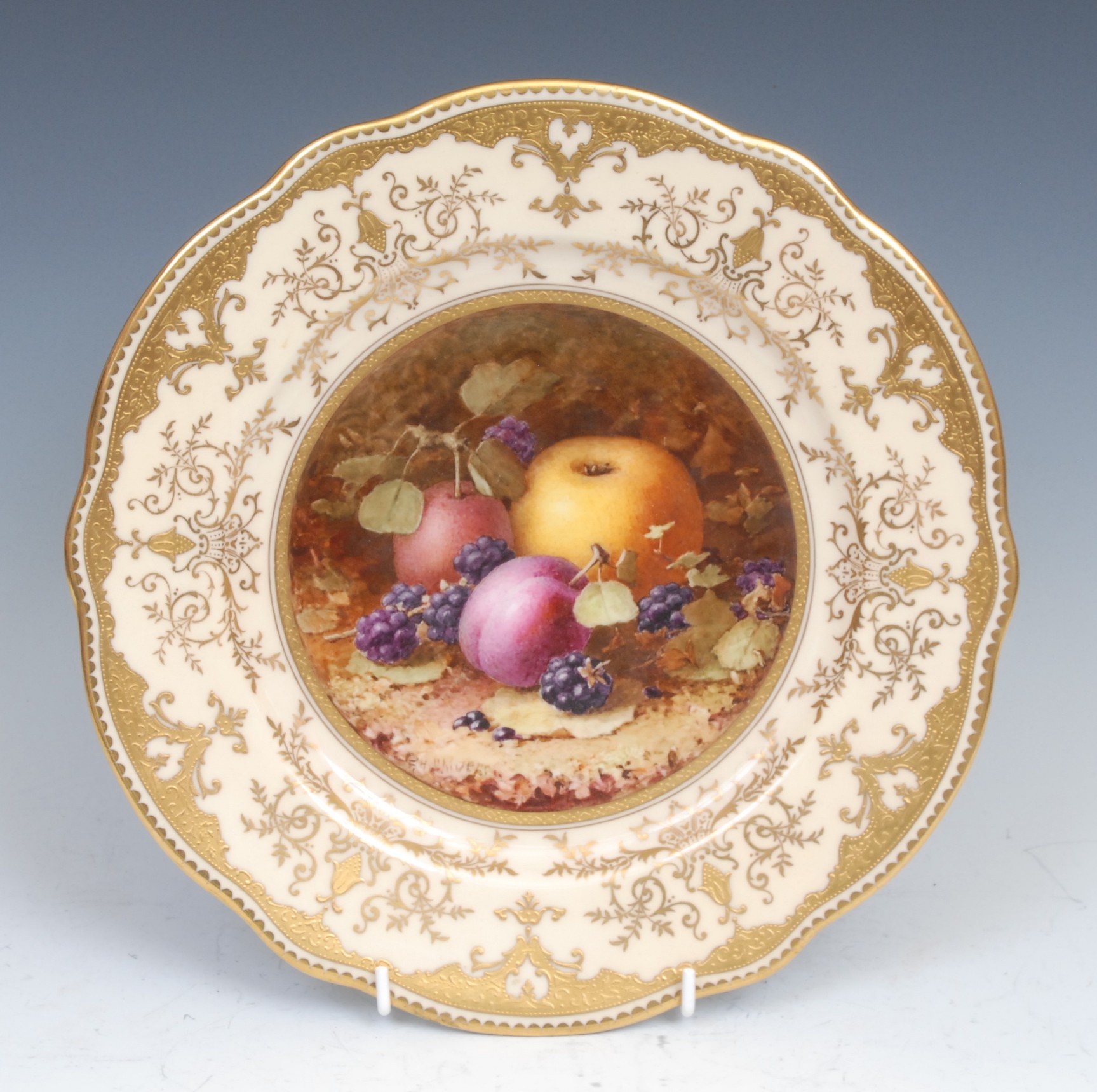 A Coalport shaped circular plate, painted by Frederick Herbert Chivers ...