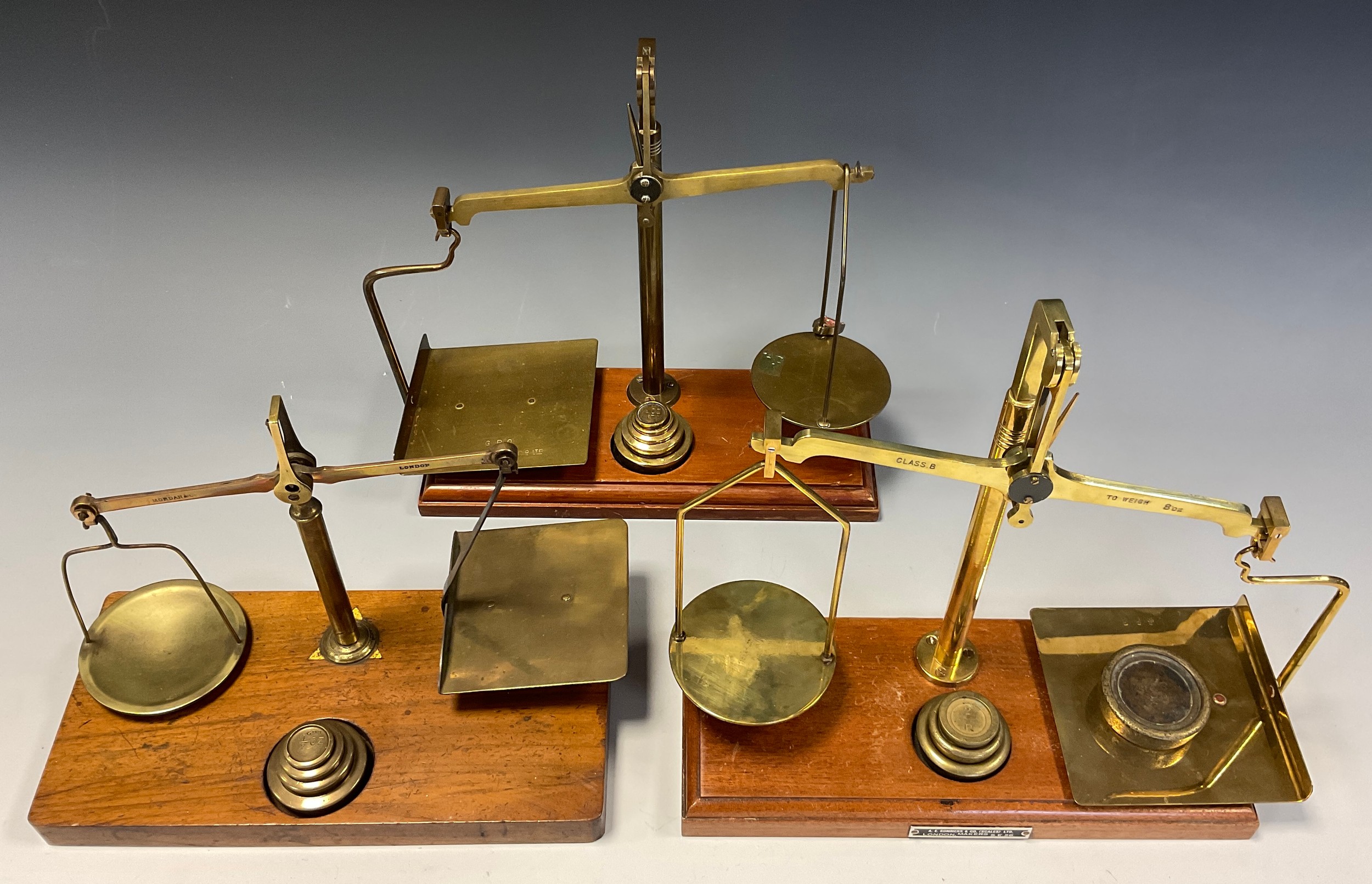 A Victorian brass GPO balance postal/letter scale, De Grave Short & Co ...