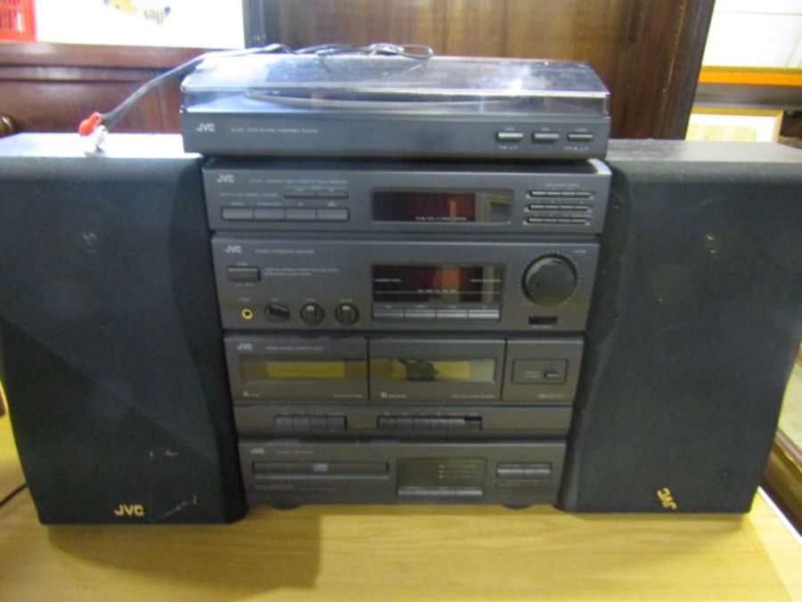 JVC stereo with speakers and record player
