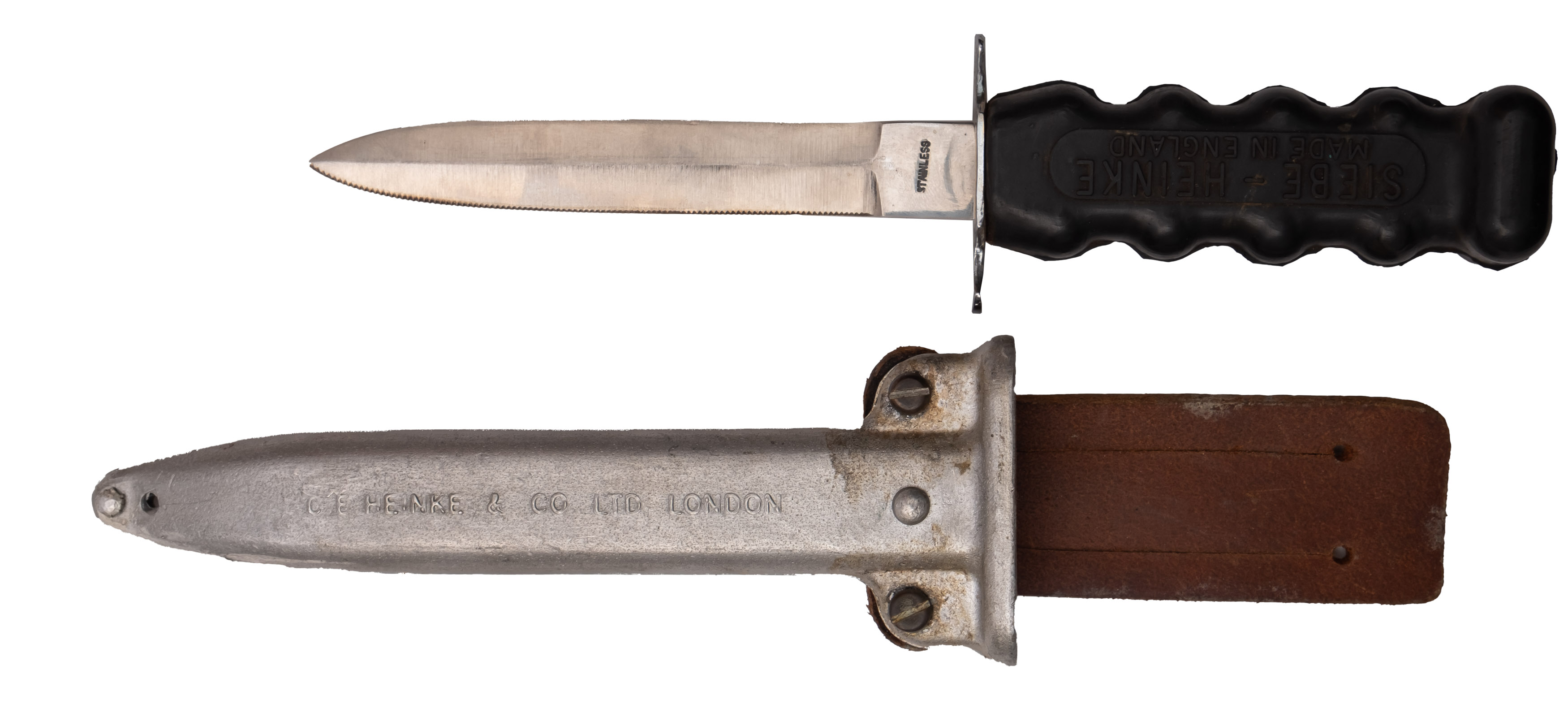 An 'Underwater Swimming Knife' by C E Heinke & Co, Ltd, London: the 5 ...