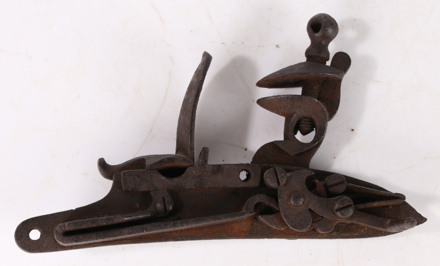 18th/19th century detached flintlock mechanism, the lock plate marked ...