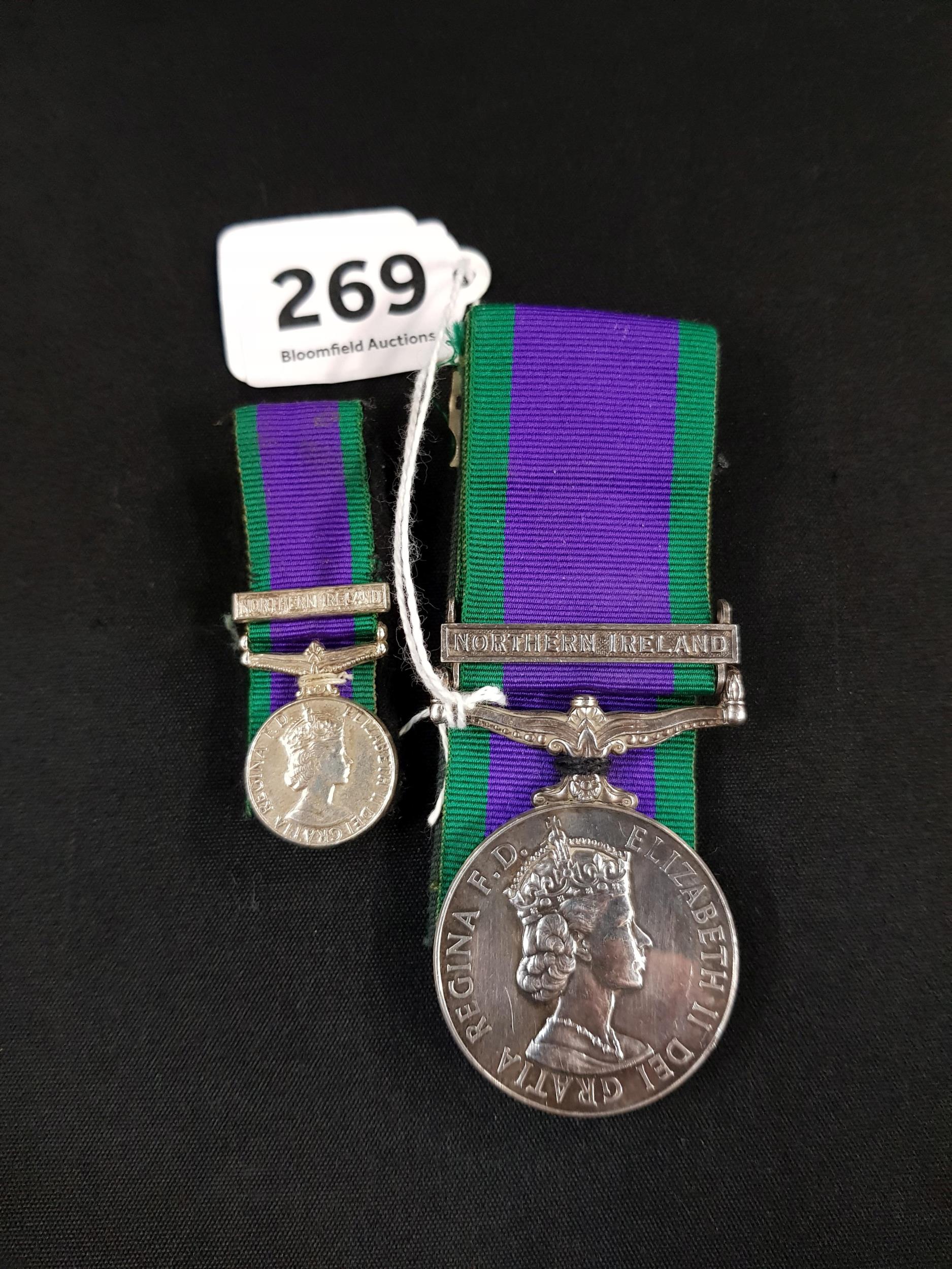 GENERAL SERVICE MEDAL - NORTHERN IRELAND BAR AND MINIATURES - 2LT. A.J ...