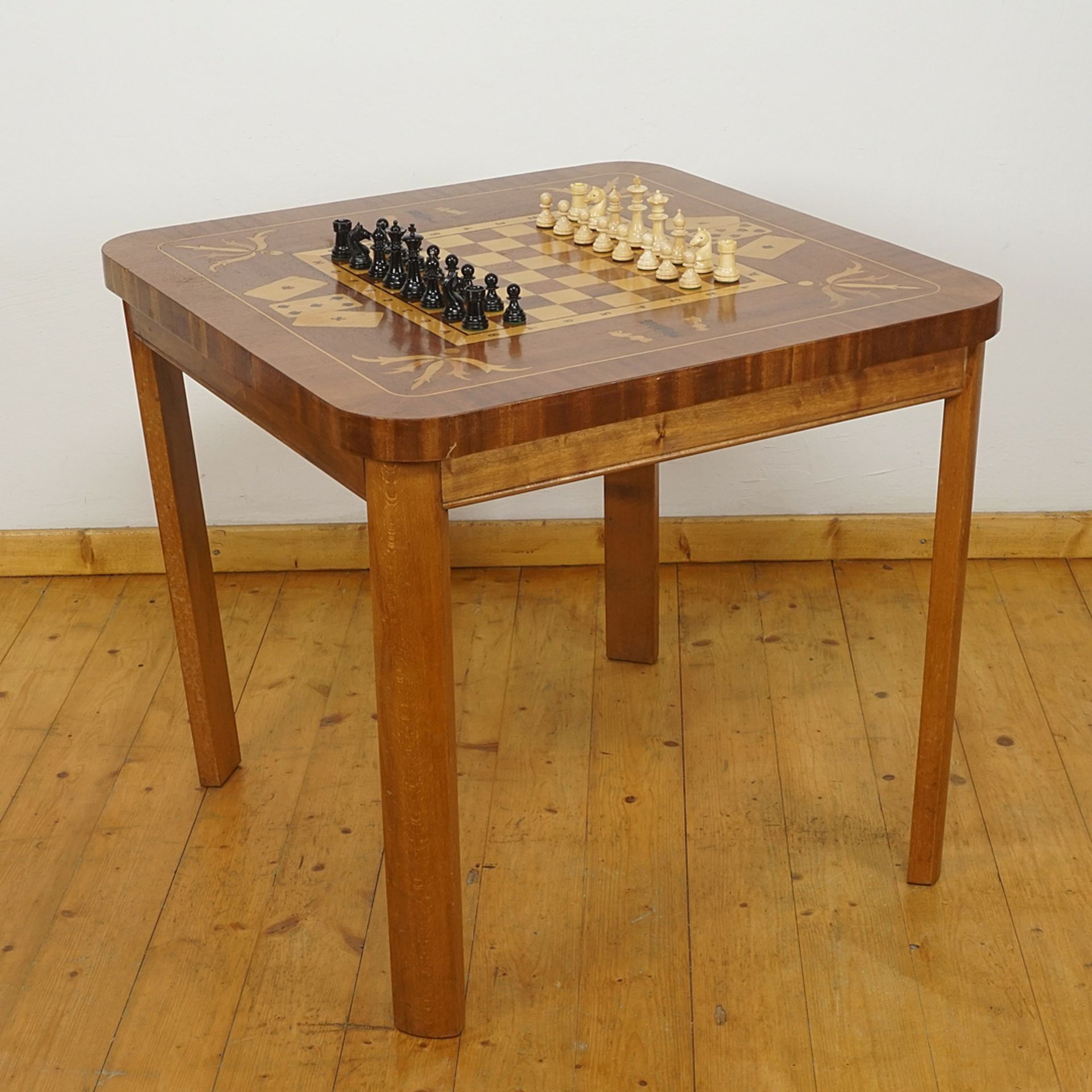 Spieltisch, Gestell Buche massiv, Platte furniert, quadratischer ...