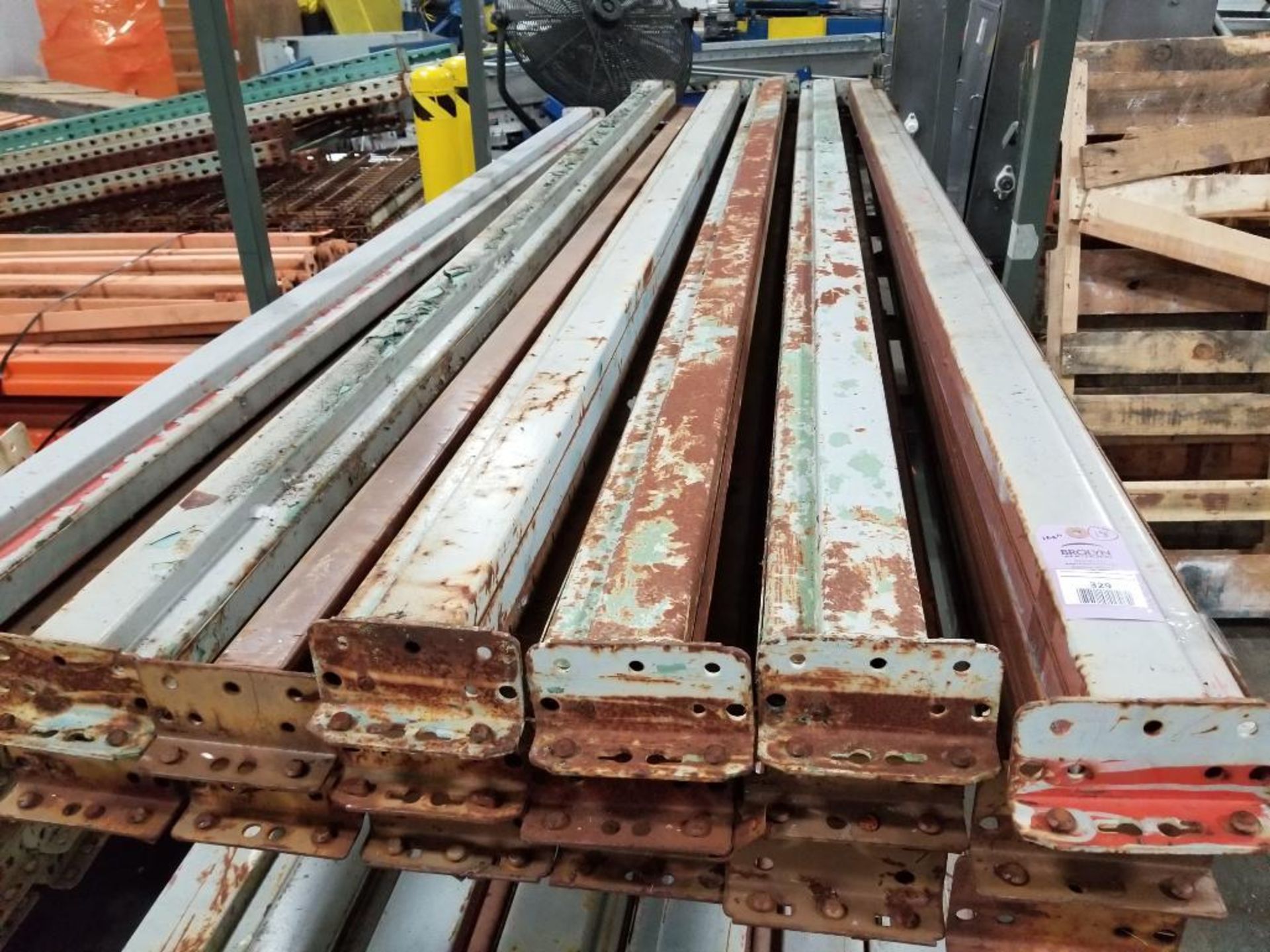 Qty 18 - Pallet rack cross bars. 120" length. Teardrop style. (Bid is ...
