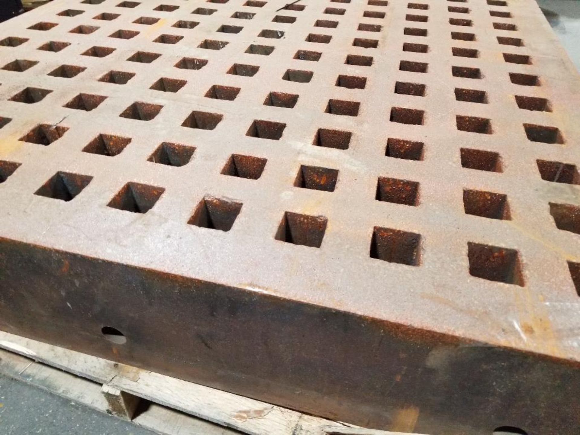 Steel acorn welding table. 48x48x8 WxDxH.