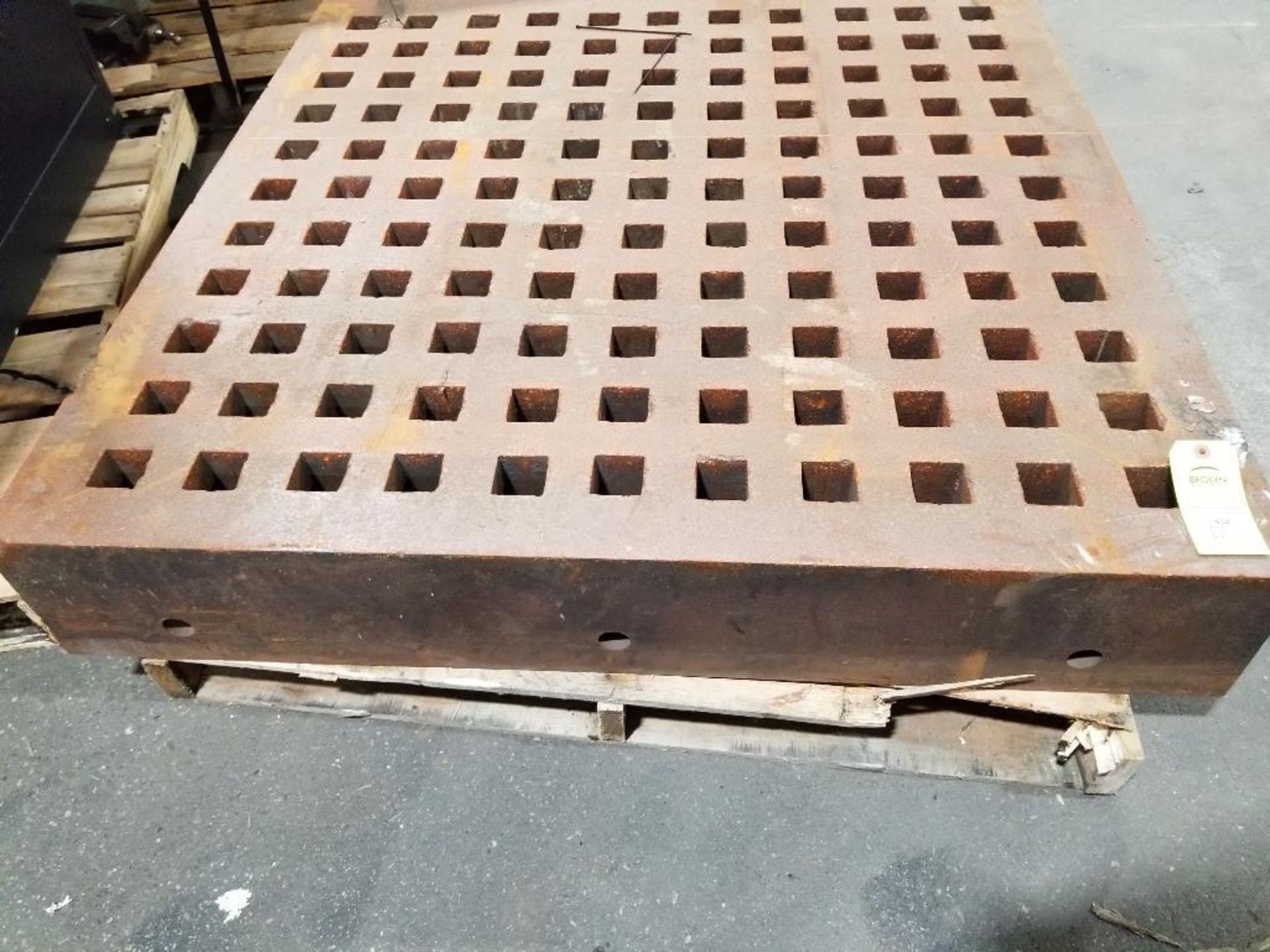 Steel acorn welding table. 48x48x8 WxDxH.