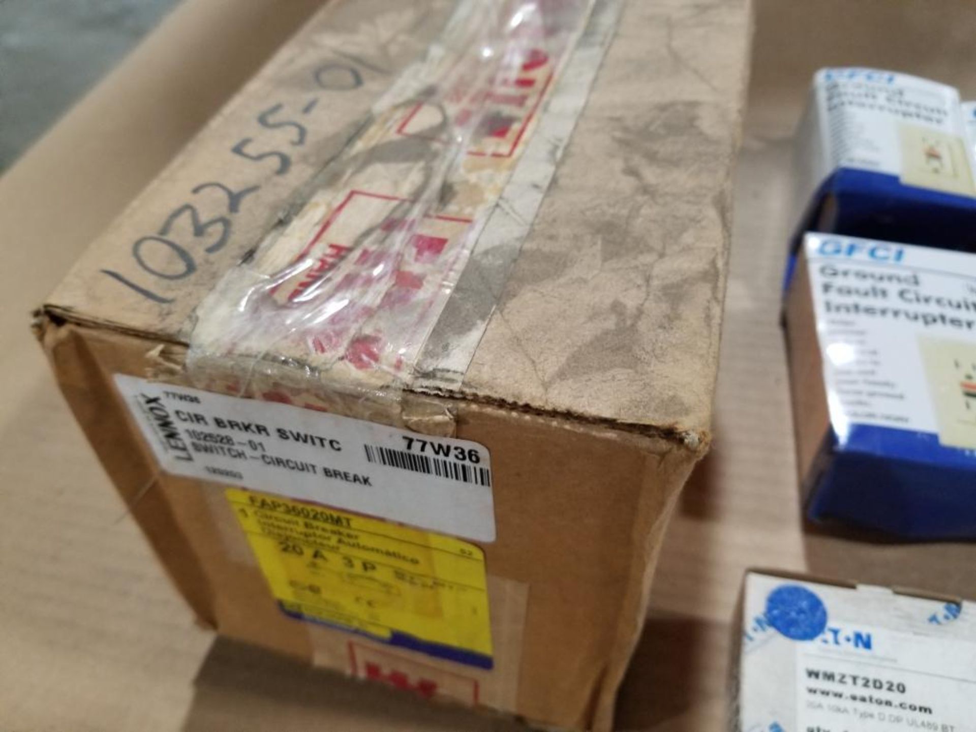 Square D molded case breaker. Part number FAP36020MT. and other GFI ...