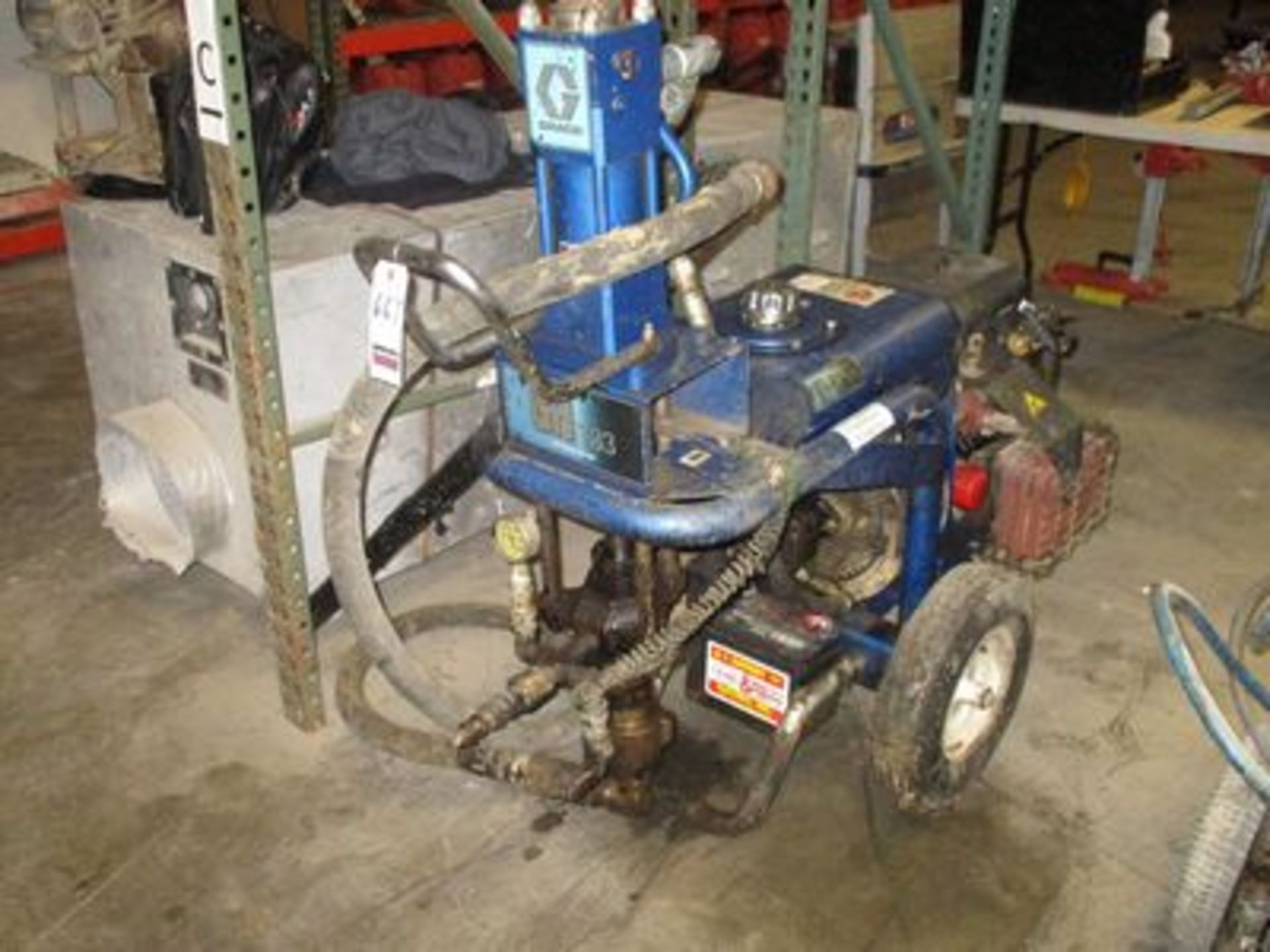 GRACO PORT. GAS AIRLESS PAINT SPRAYER, M/N 733, W/ KOHLER GAS 18 H.P ...
