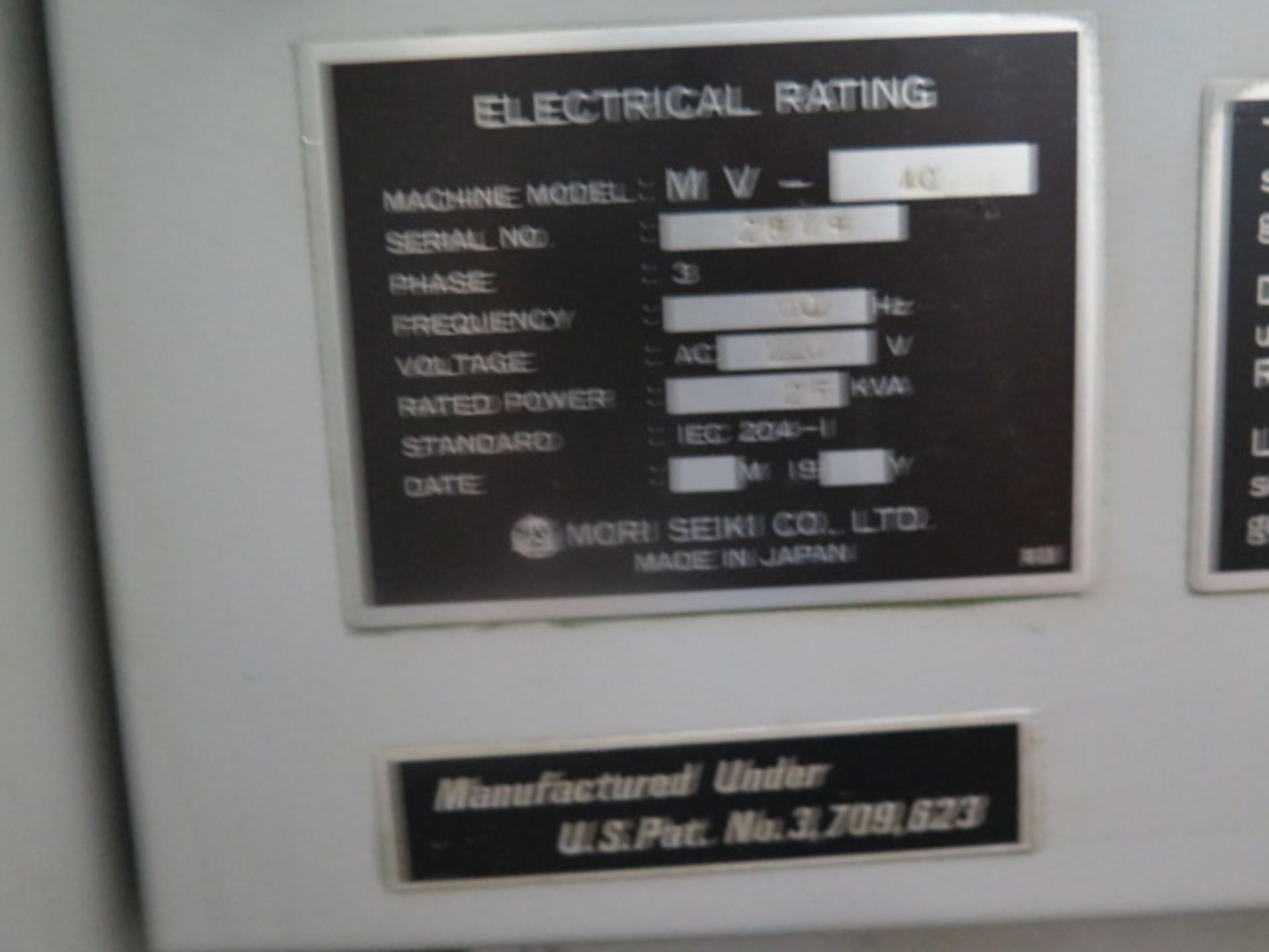 Mori Seiki MV-40 CNC Vertical Machining Center s/n 2818 w/ Fanuc ...