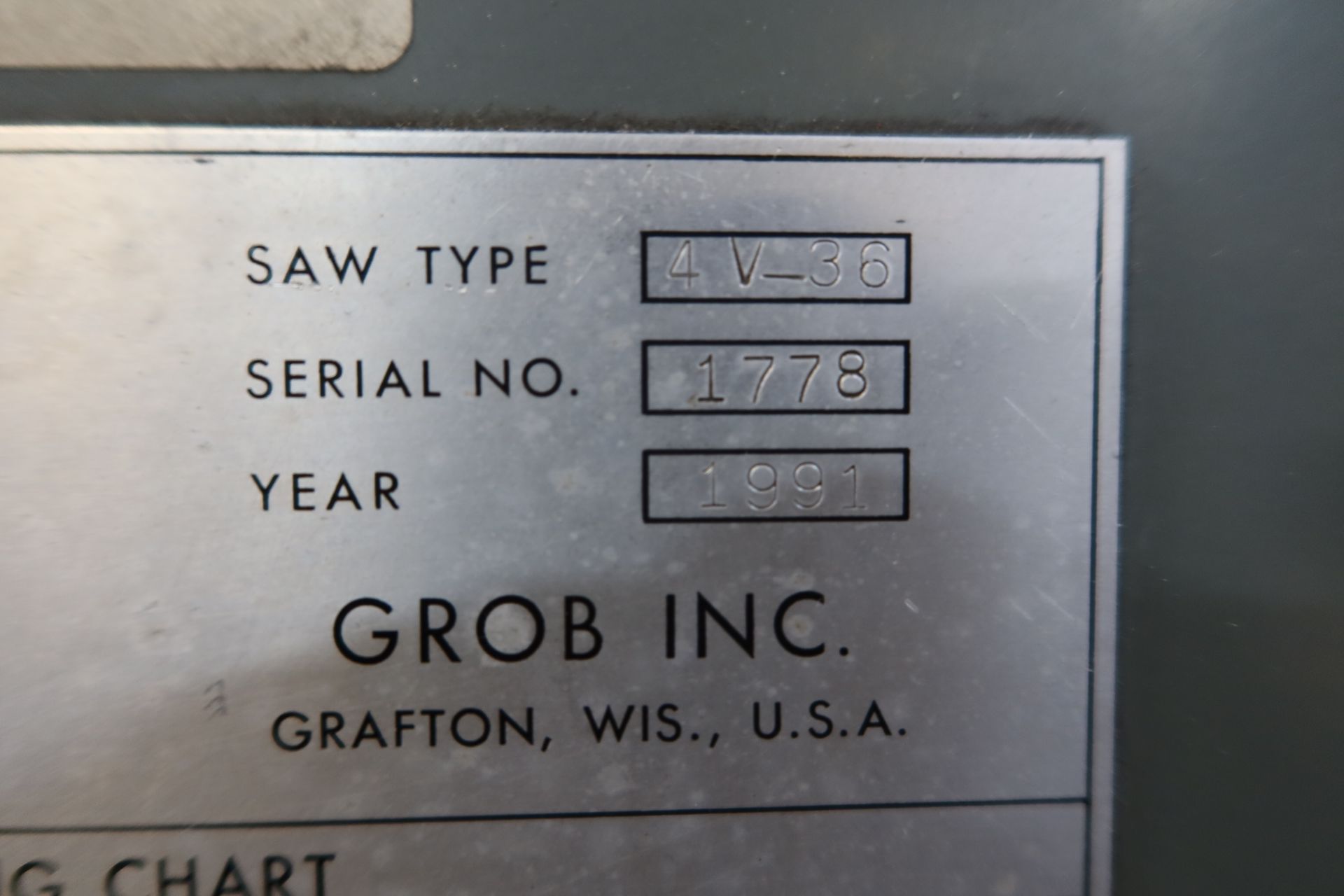 1991 GROB VERTICAL BAND SAW TYPE: 4V-36 SN. 1778