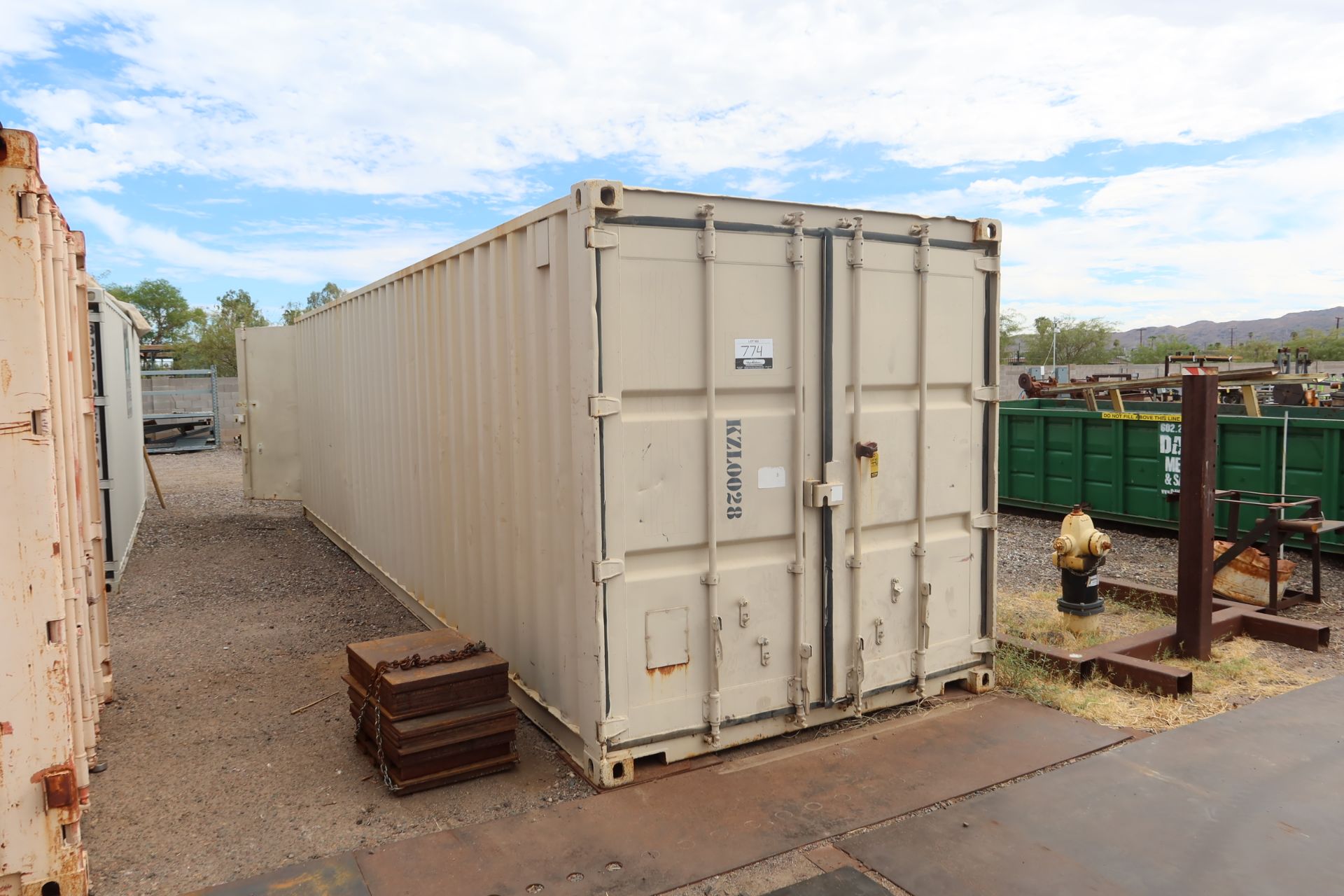 30' CONEX BOX W/CUSTOM TRAY SLIDE OUT, EXTERNAL TRACK IS NEXT TO CONEX