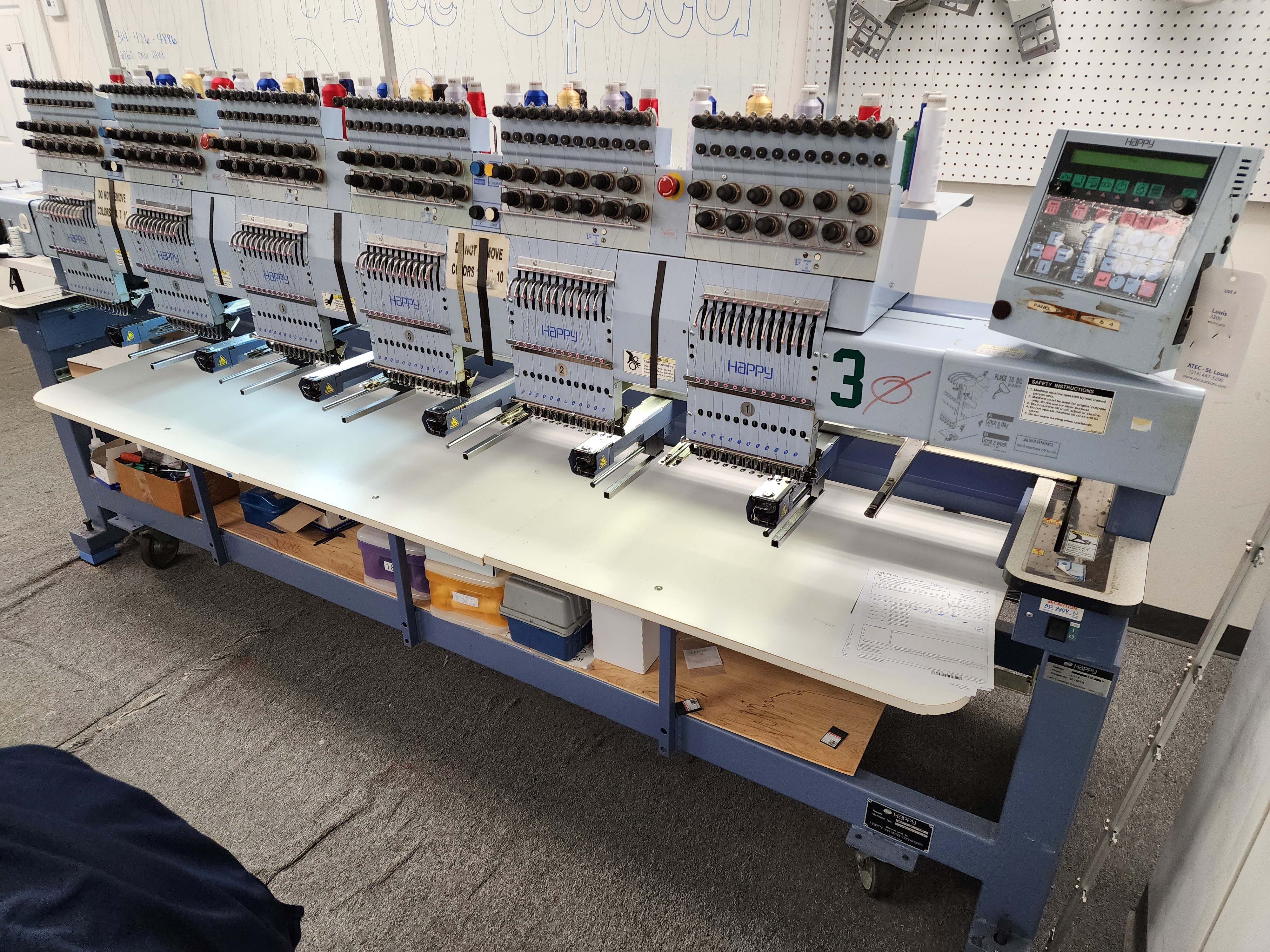 Happy Model HCG-1206-45TTC 12-Position 6-Head Embroidery Machine, w ...