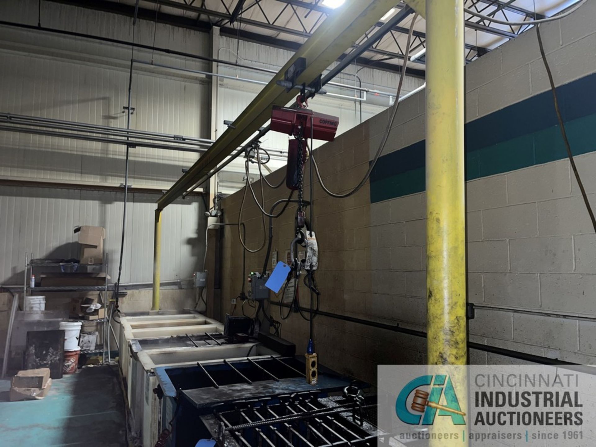 300 LB. GANTRY CRANE WITH 600 LB. COFFING ELECTRIC HOIST WITH PENDANT