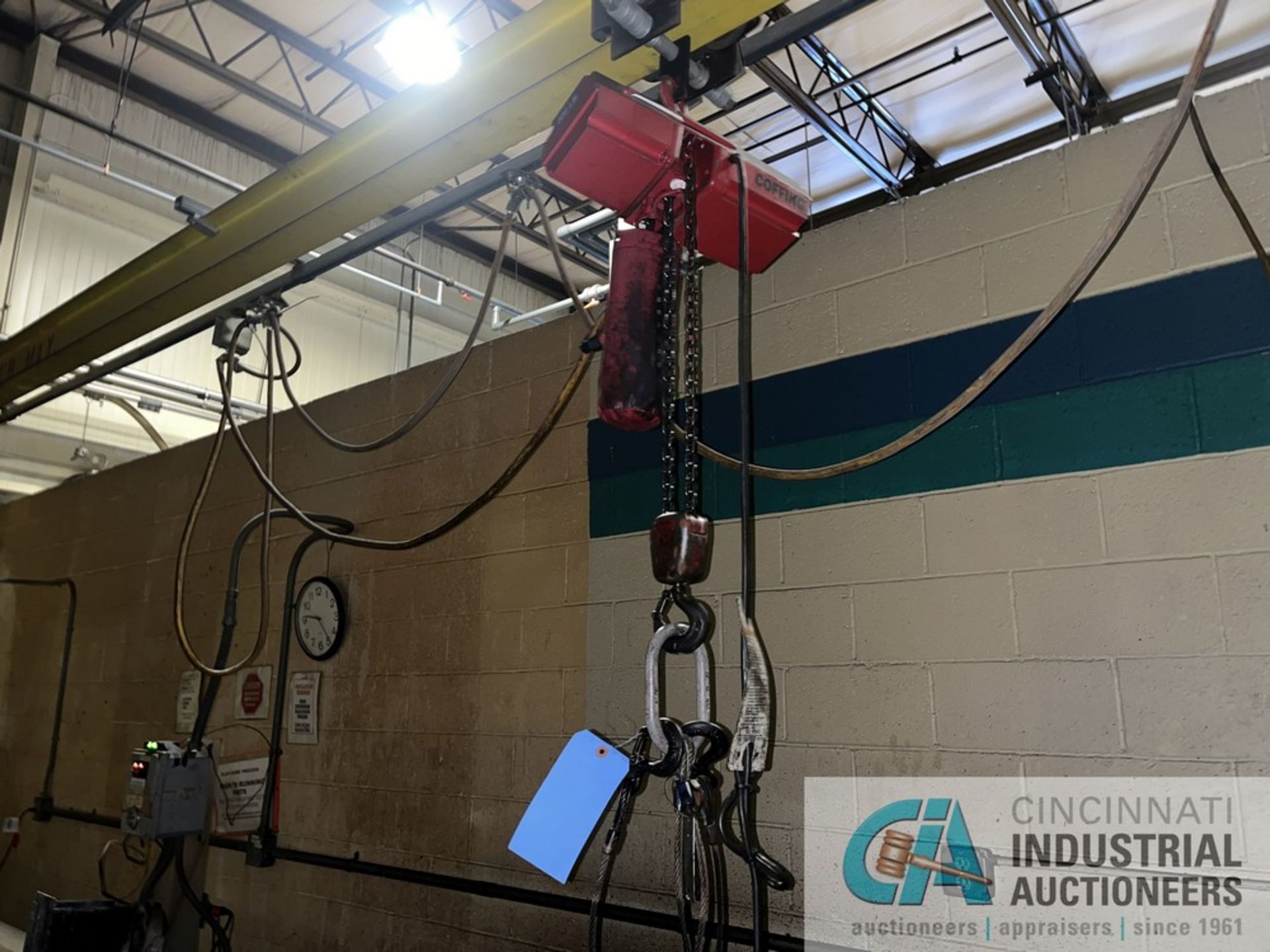 300 LB. GANTRY CRANE WITH 600 LB. COFFING ELECTRIC HOIST WITH PENDANT