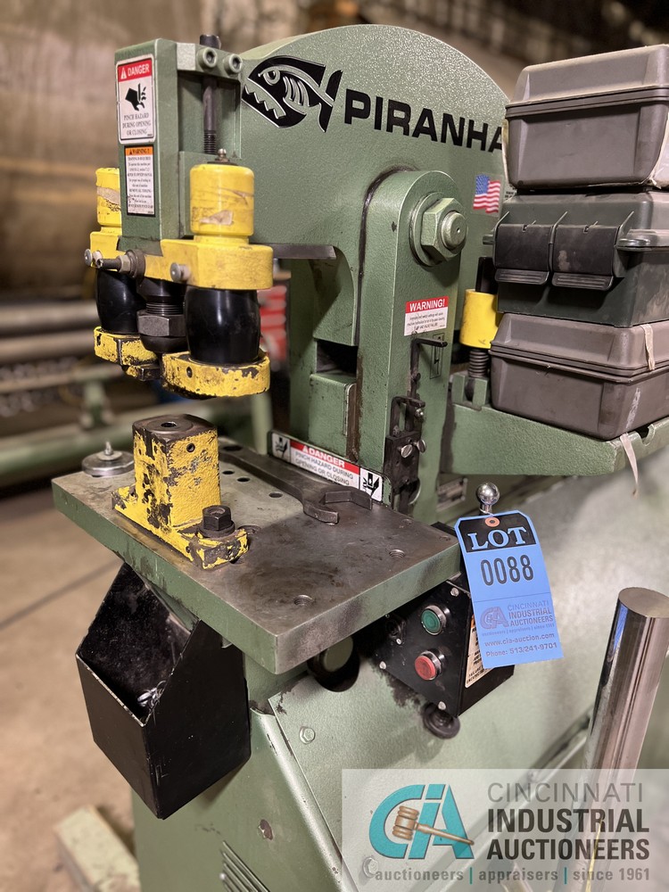 65 TON PIRANHA MODEL P65 HYDRAULIC IRONWORKER; S/N 003958, WITH TOOLING ...