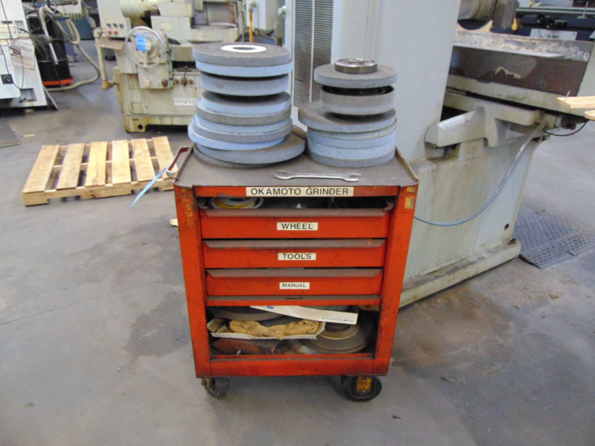 GRINDING WHEELS, WHEEL BALANCER, TOOLBOX, BENCH